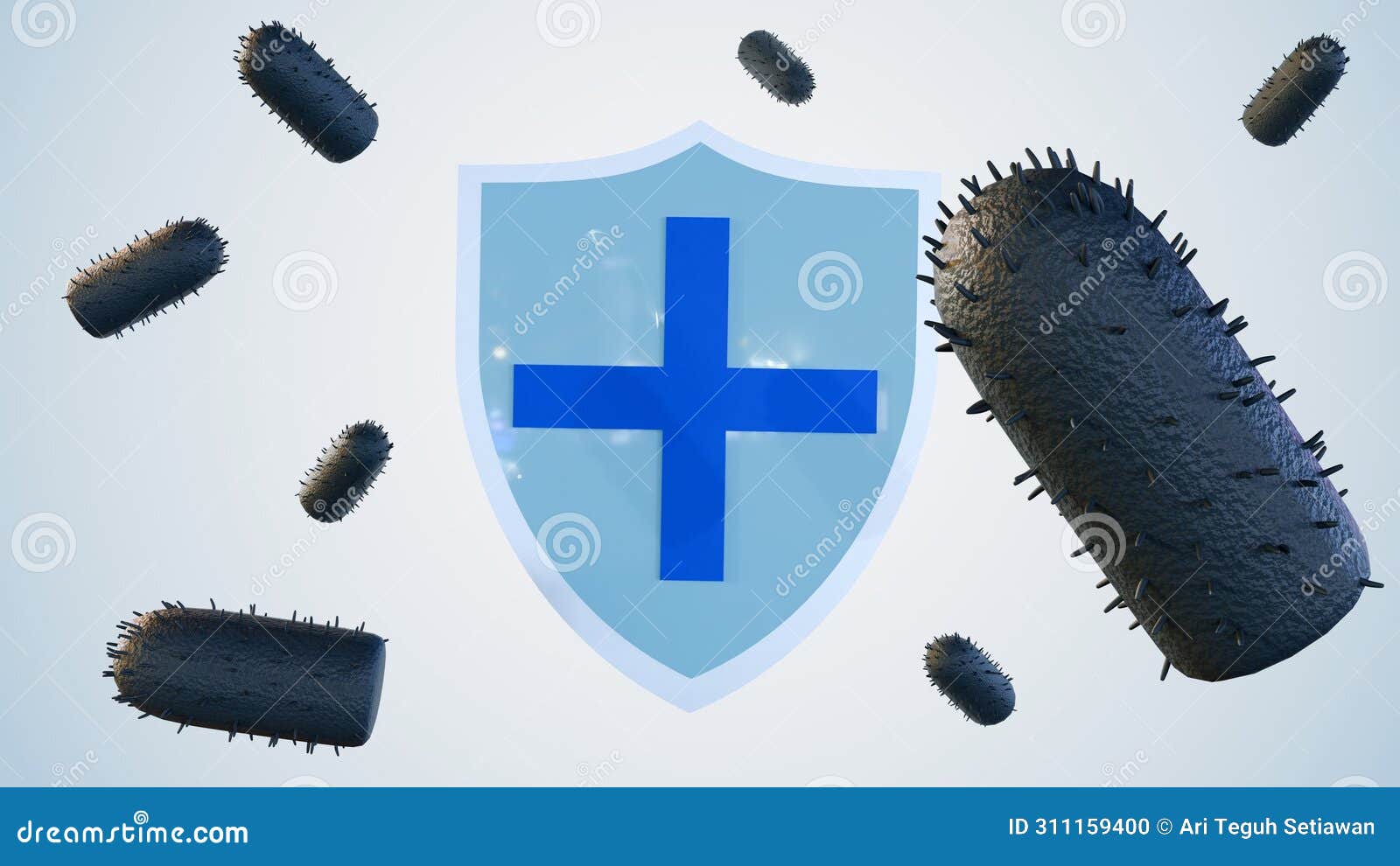 Shield With Cross Symbol And Rabies Virus Stock Photo | CartoonDealer ...