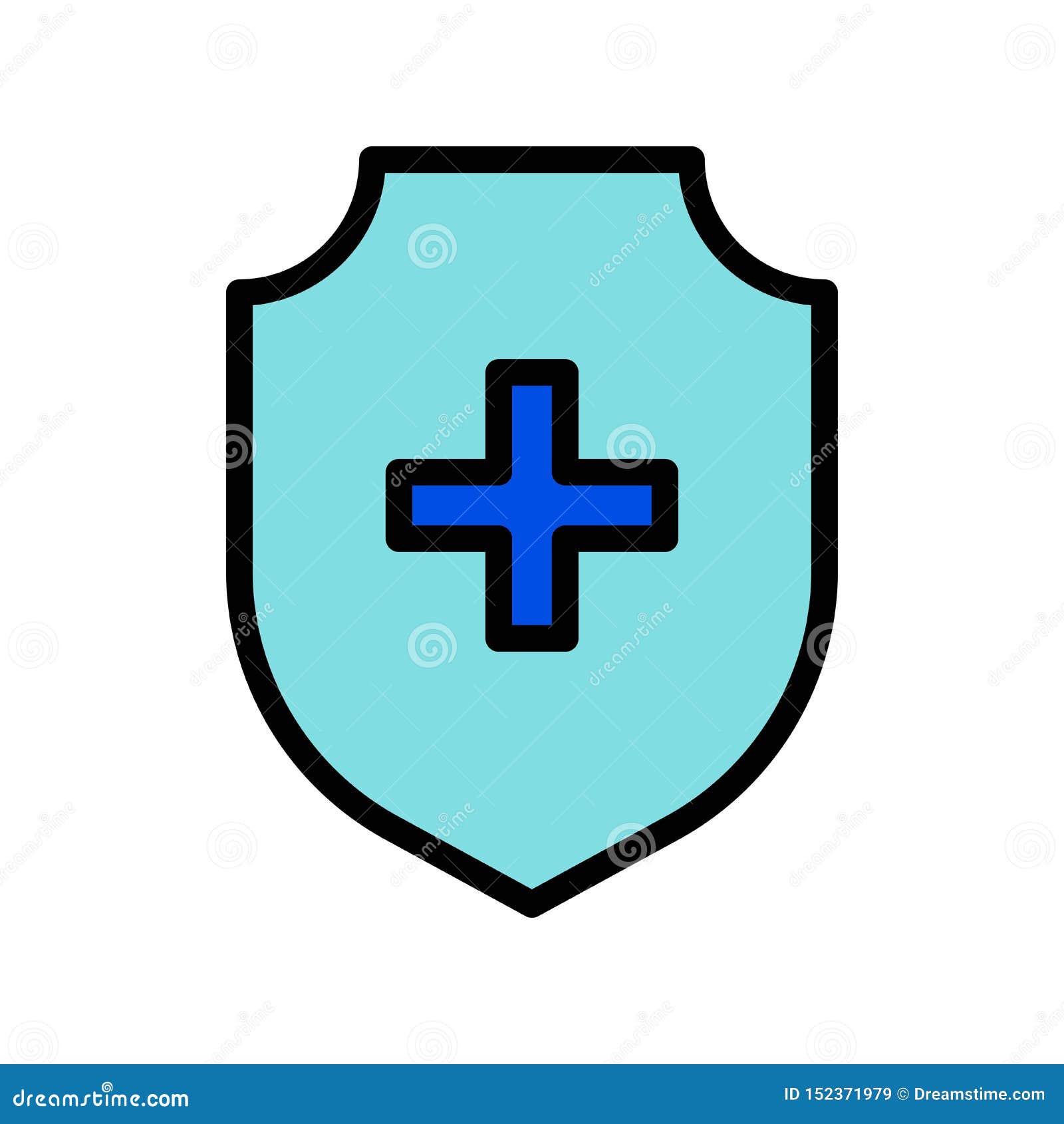 Shield with Cross Vector, Hygiene Filled Icon Editable Stroke Stock ...