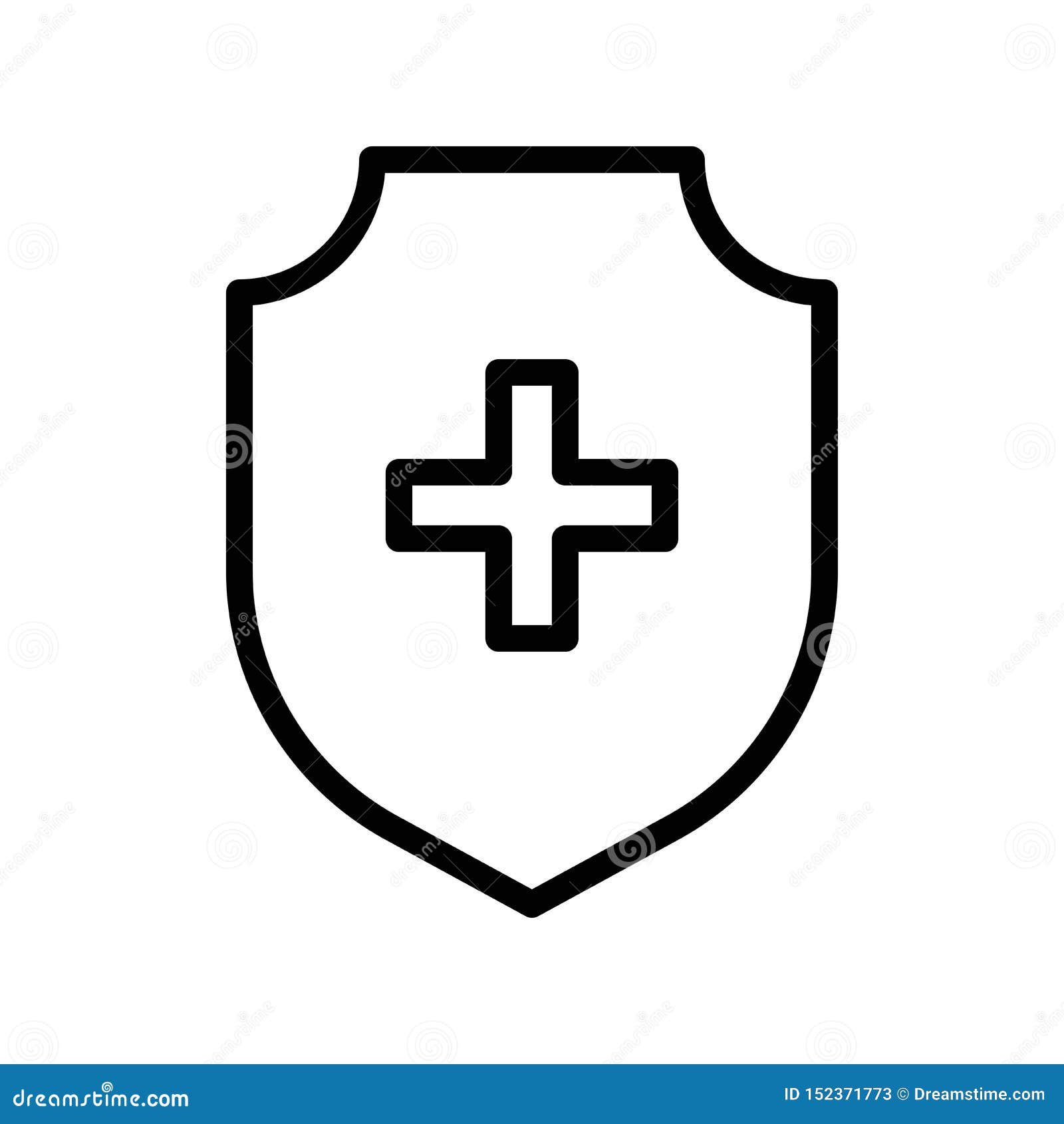 Shield with Cross Vector Illustration, Hygiene Line Style Icon Stock ...