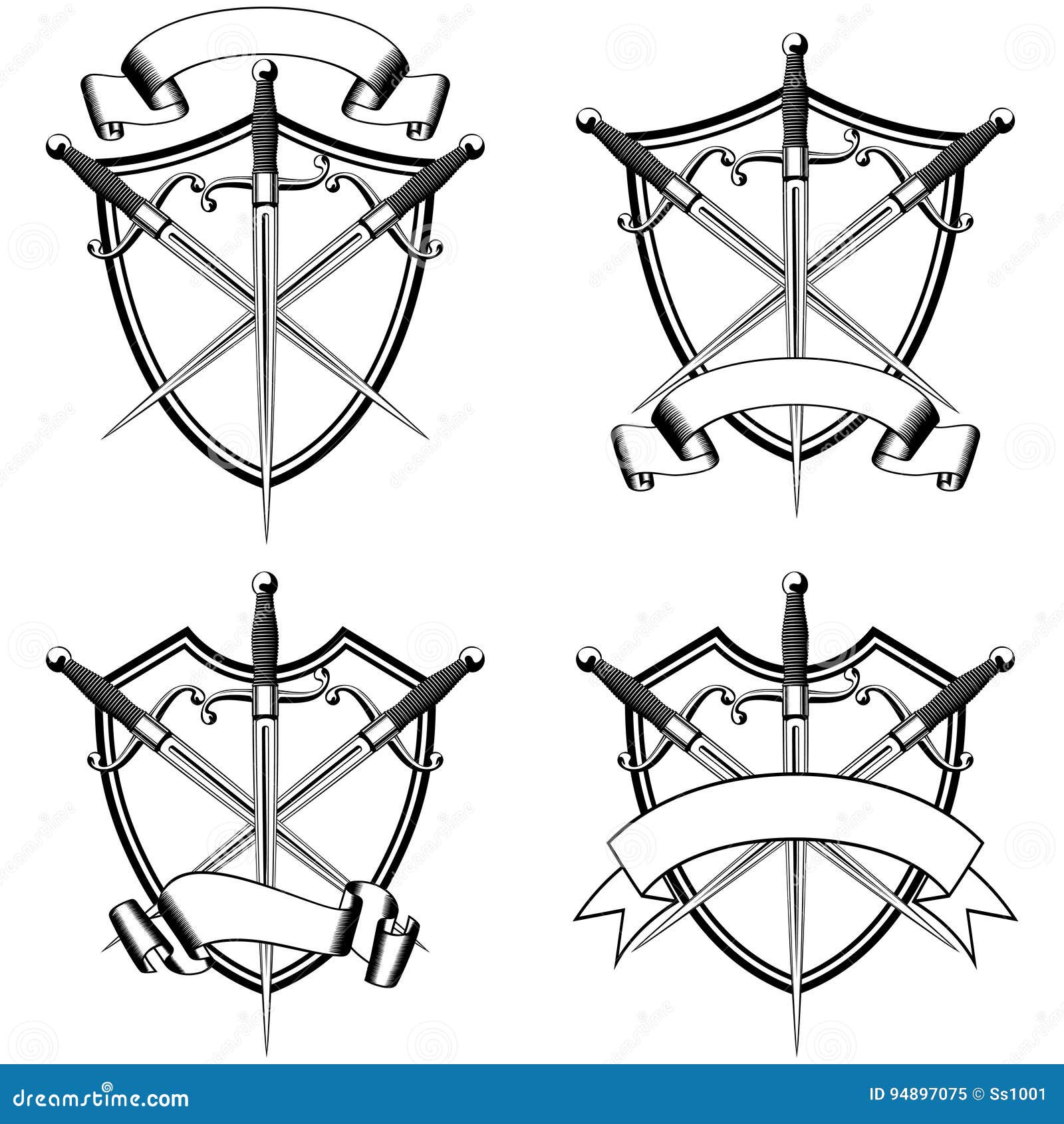 Shield with crossed dirks stock vector. Illustration of protection ...