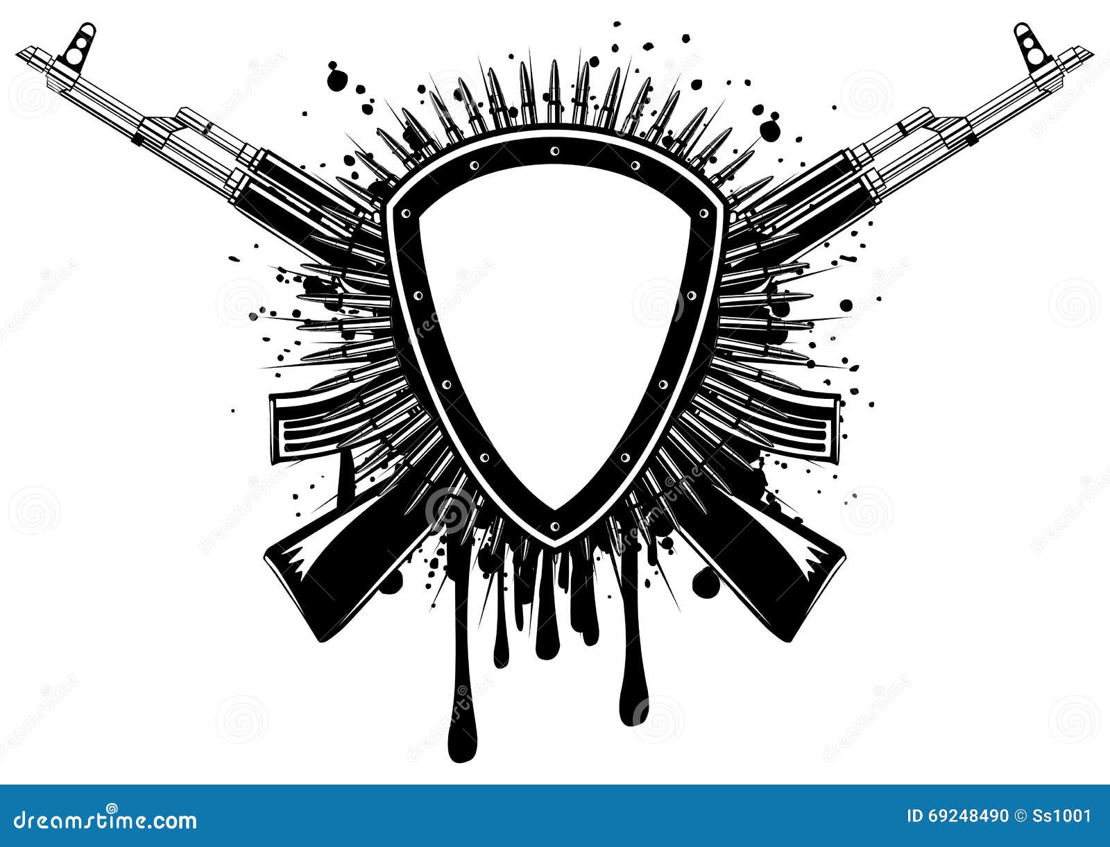 Shield with Crossed Machine Guns Stock Vector - Illustration of ...