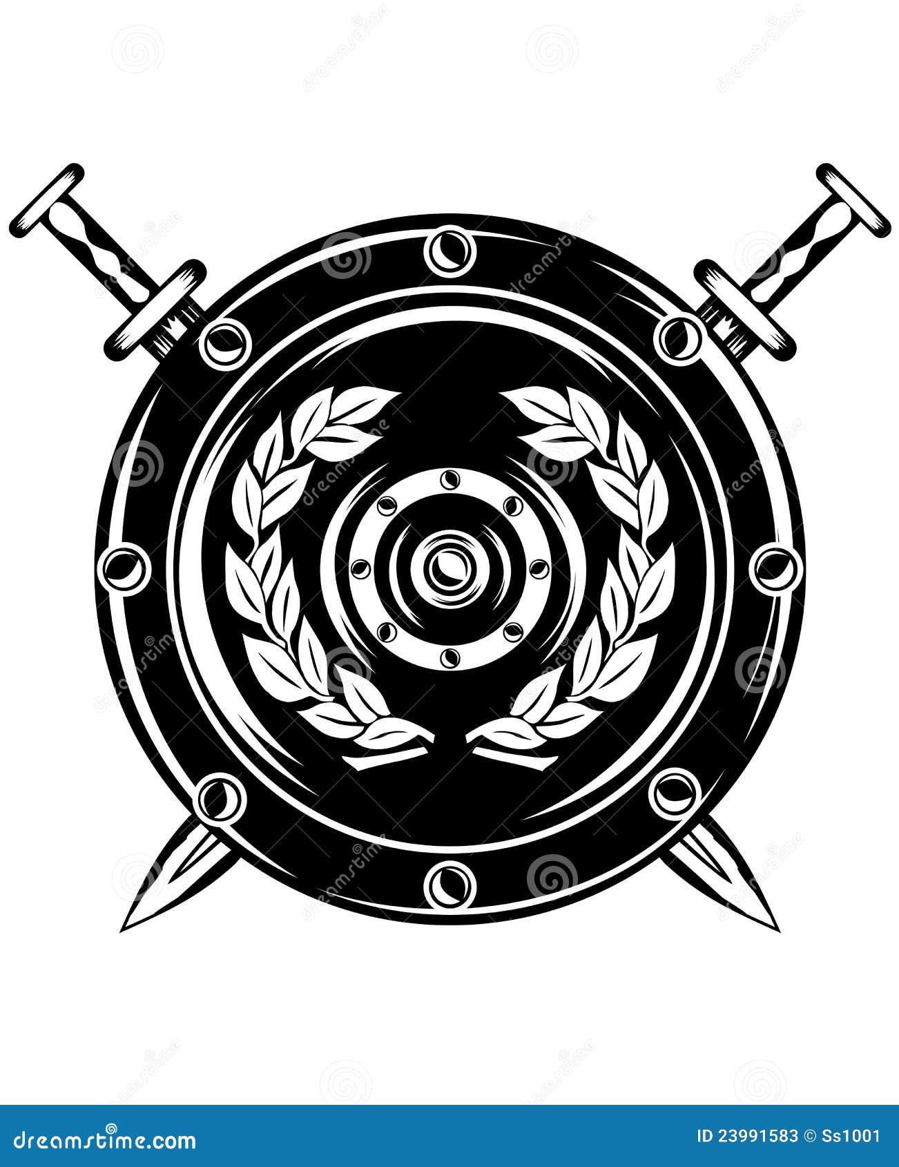 Shield and crossed swords stock vector. Illustration of centurion ...