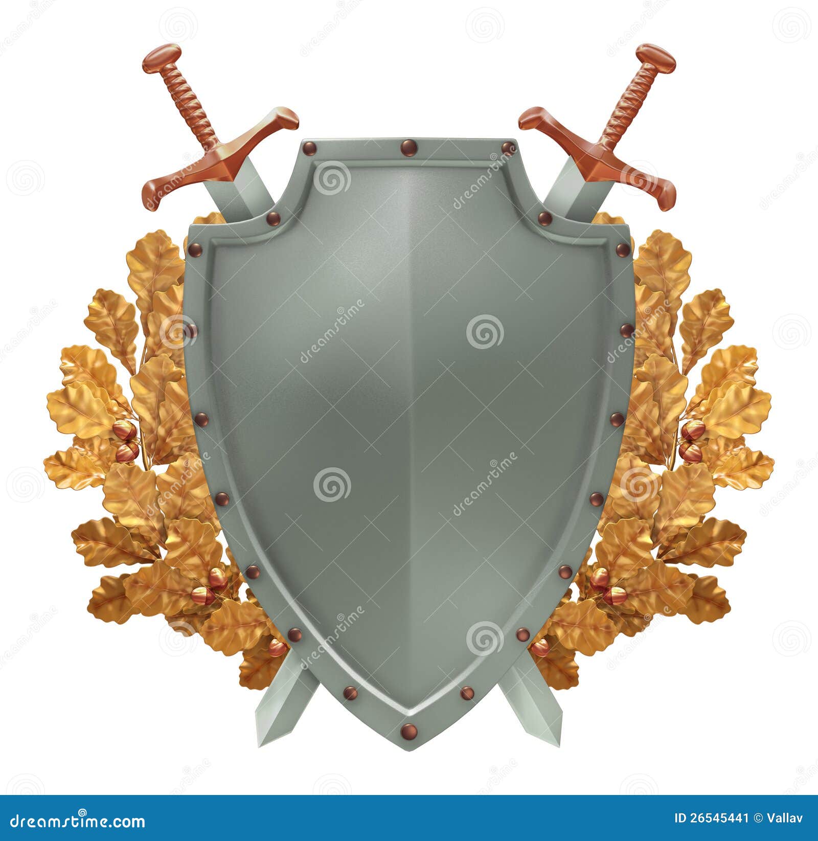 Acorns With Shield And Ribbon Vector Illustration | CartoonDealer.com ...