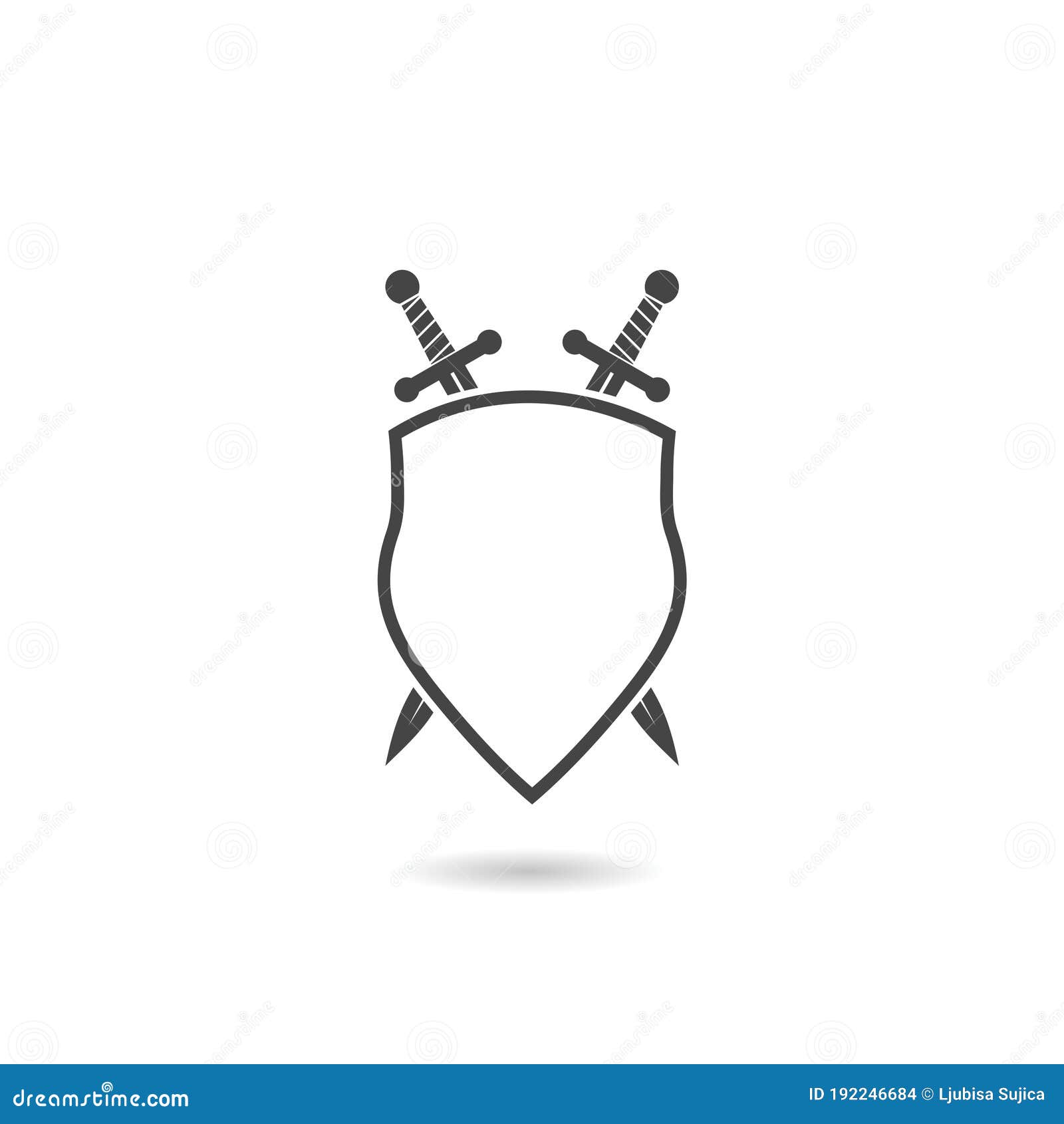 Shield and Crossed Swords Icon with Shadow Stock Vector - Illustration ...