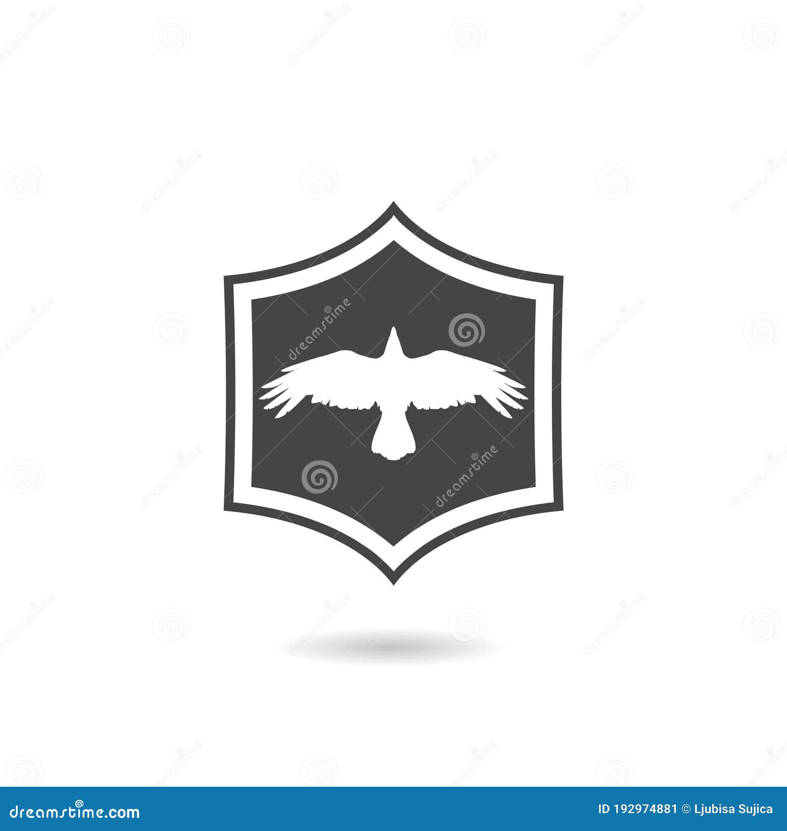 Shield with Crow Sign Icon with Shadow Stock Illustration ...