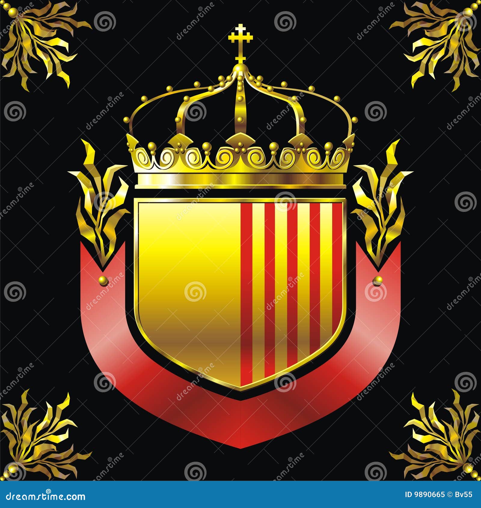 Shield and crown stock vector. Illustration of artistic - 9890665