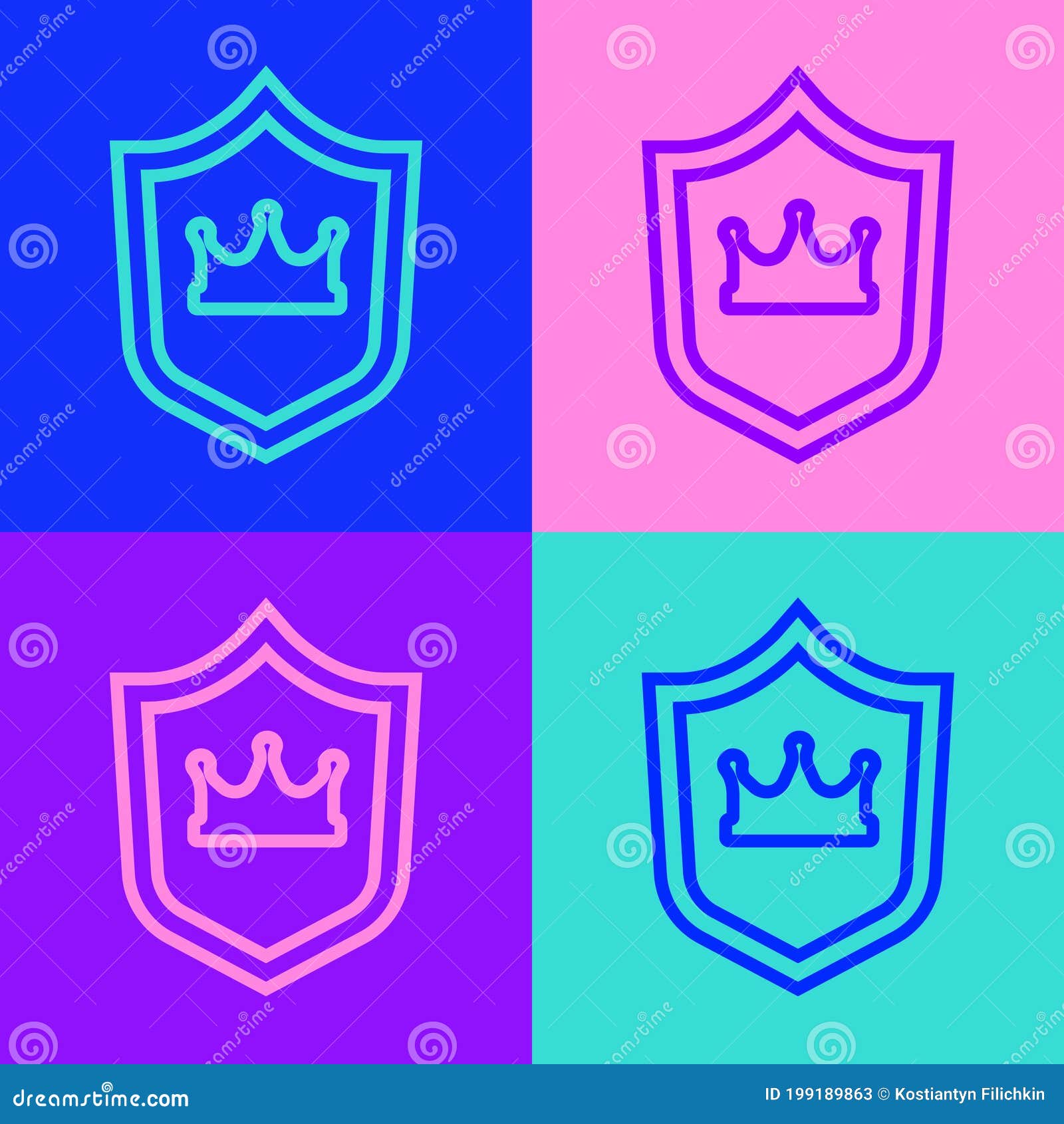 Shield with Crown Icon Isolated on White Background. Vector Stock ...