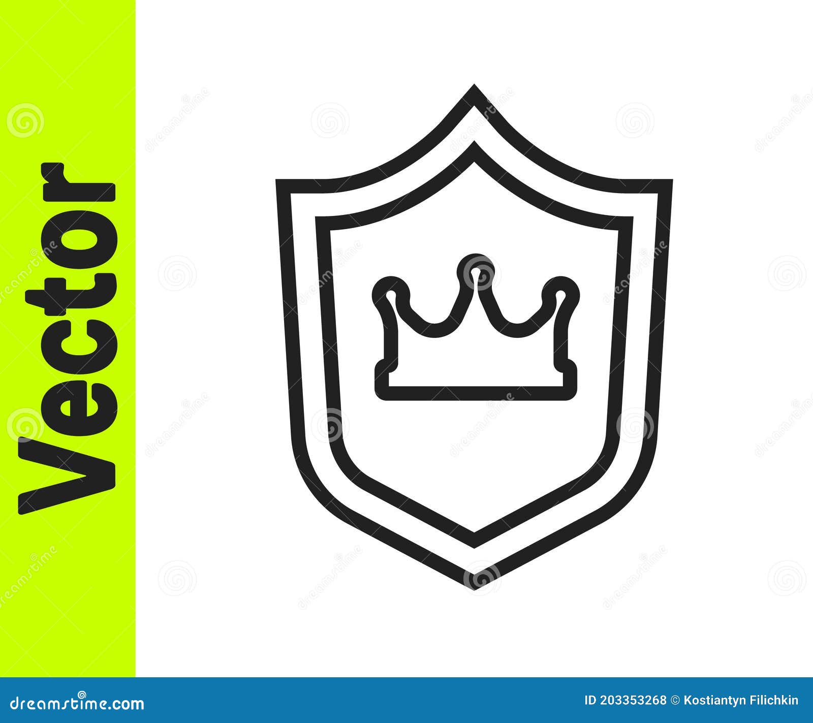 Shield with Crown Icon Isolated on White Background. Vector Stock ...