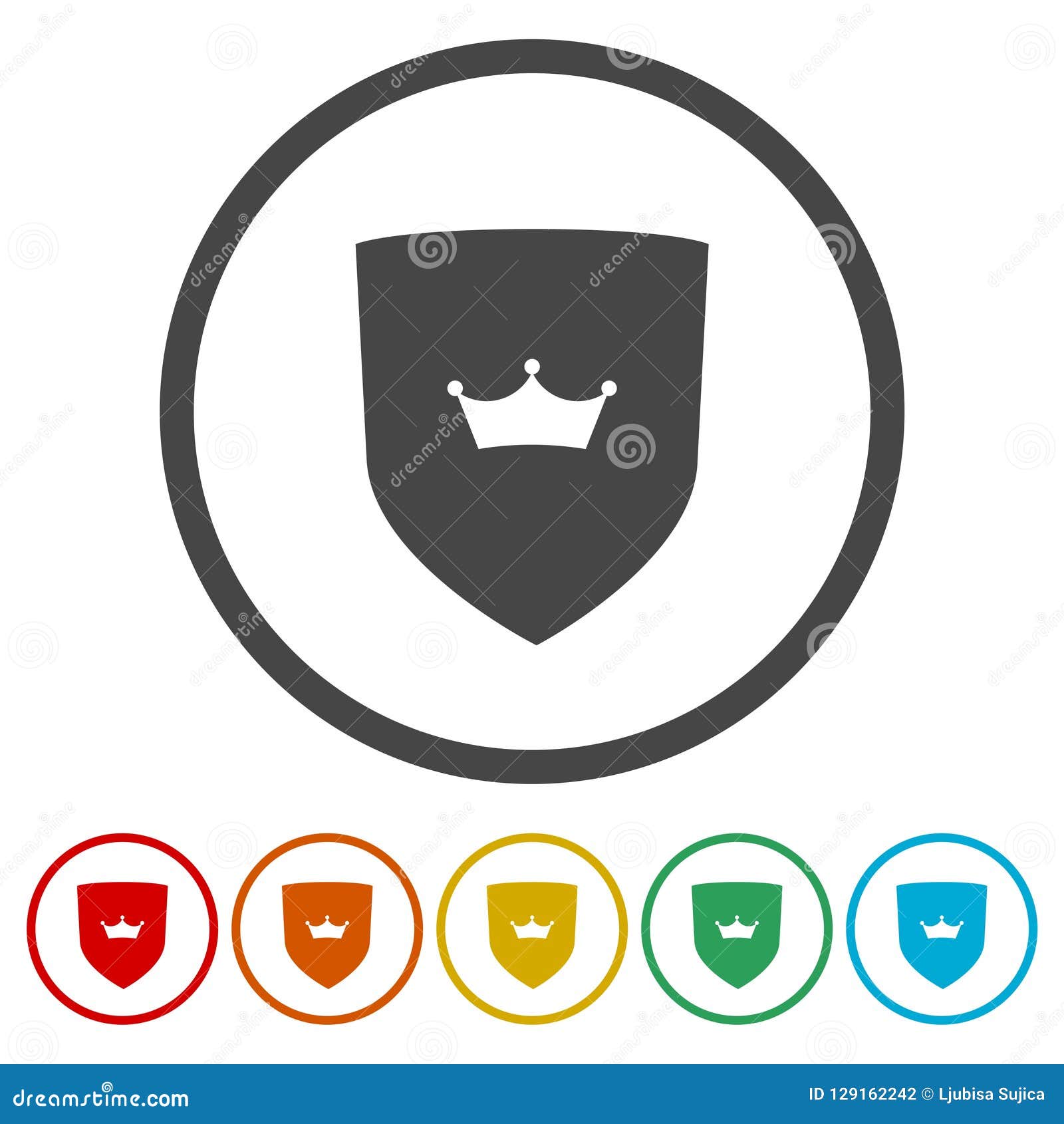 Shield and crown icon stock vector. Illustration of escutcheon - 129162242