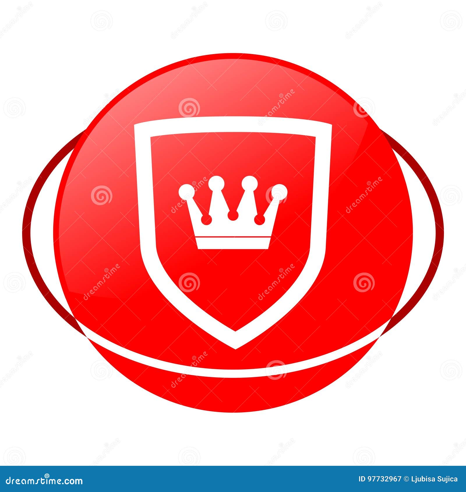 Shield Crown Vector Illustration, Red Icon Stock Vector - Illustration ...