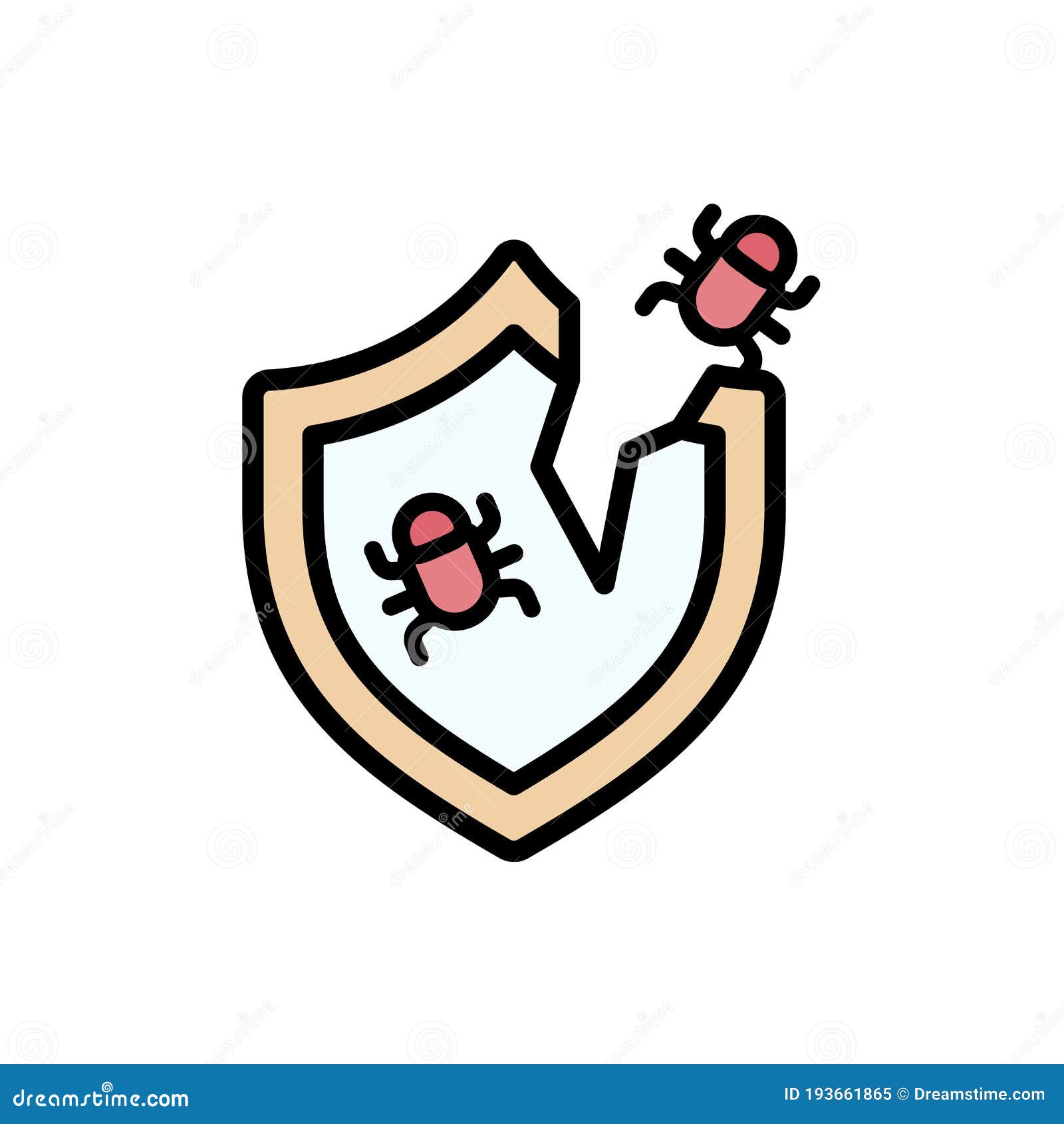 Shield Cyber Attack Bug Icon. Simple Color with Outline Vector Elements of Hacks Icons for Ui ...