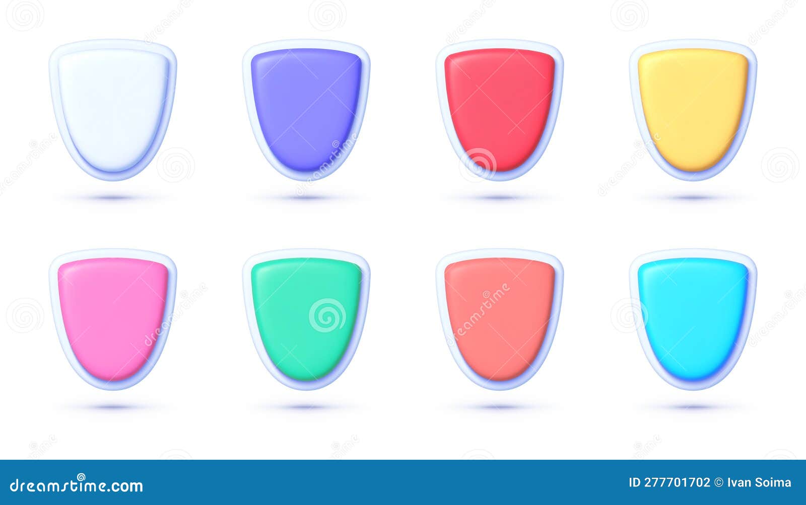 Shield 3d Icon Set for Decoration Design. Safety Label, Award Trophy or ...