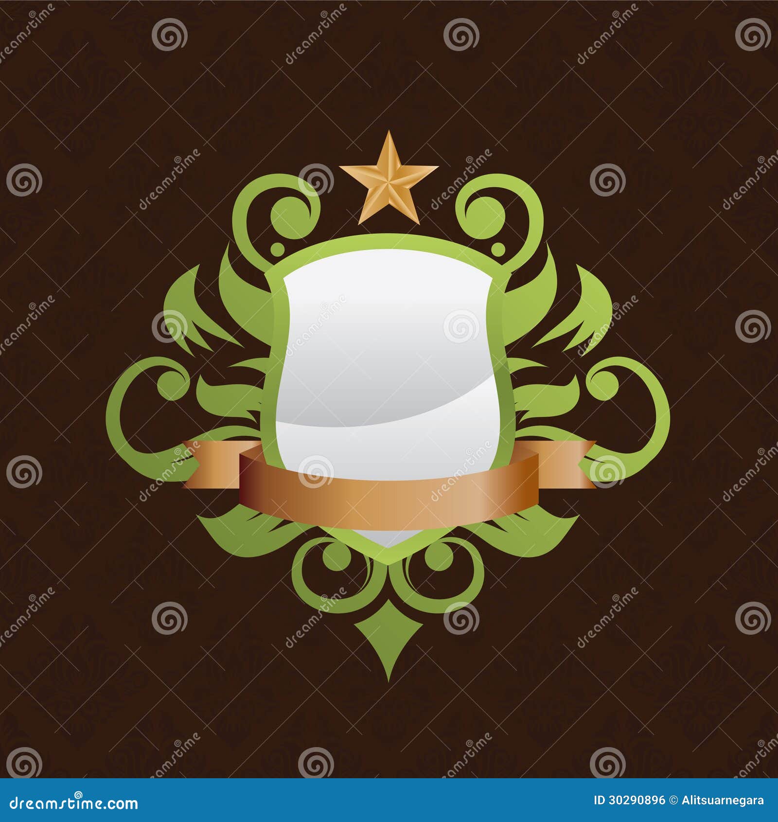 Shield decorative vector stock vector. Illustration of floral - 30290896