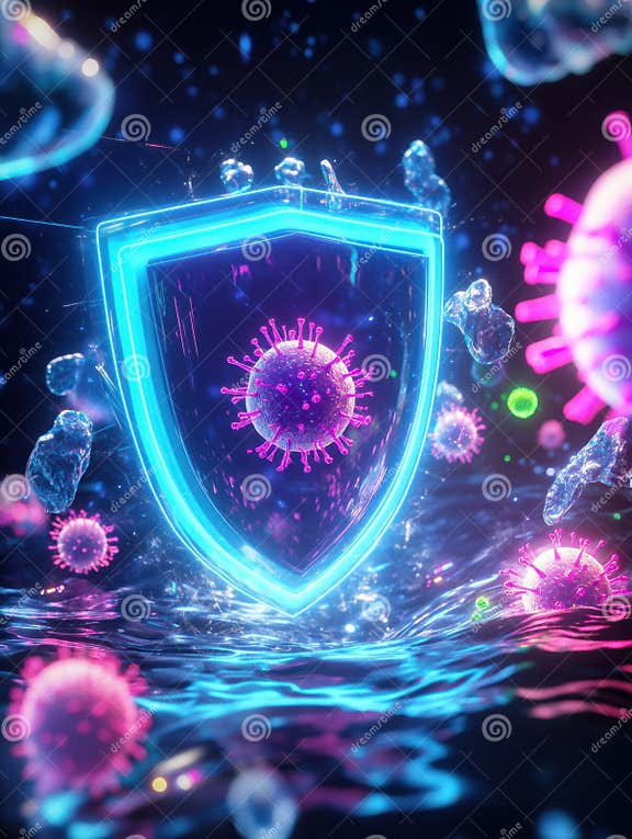 Shield Defending Against Harmful Microbes with Colorful Effects in a ...