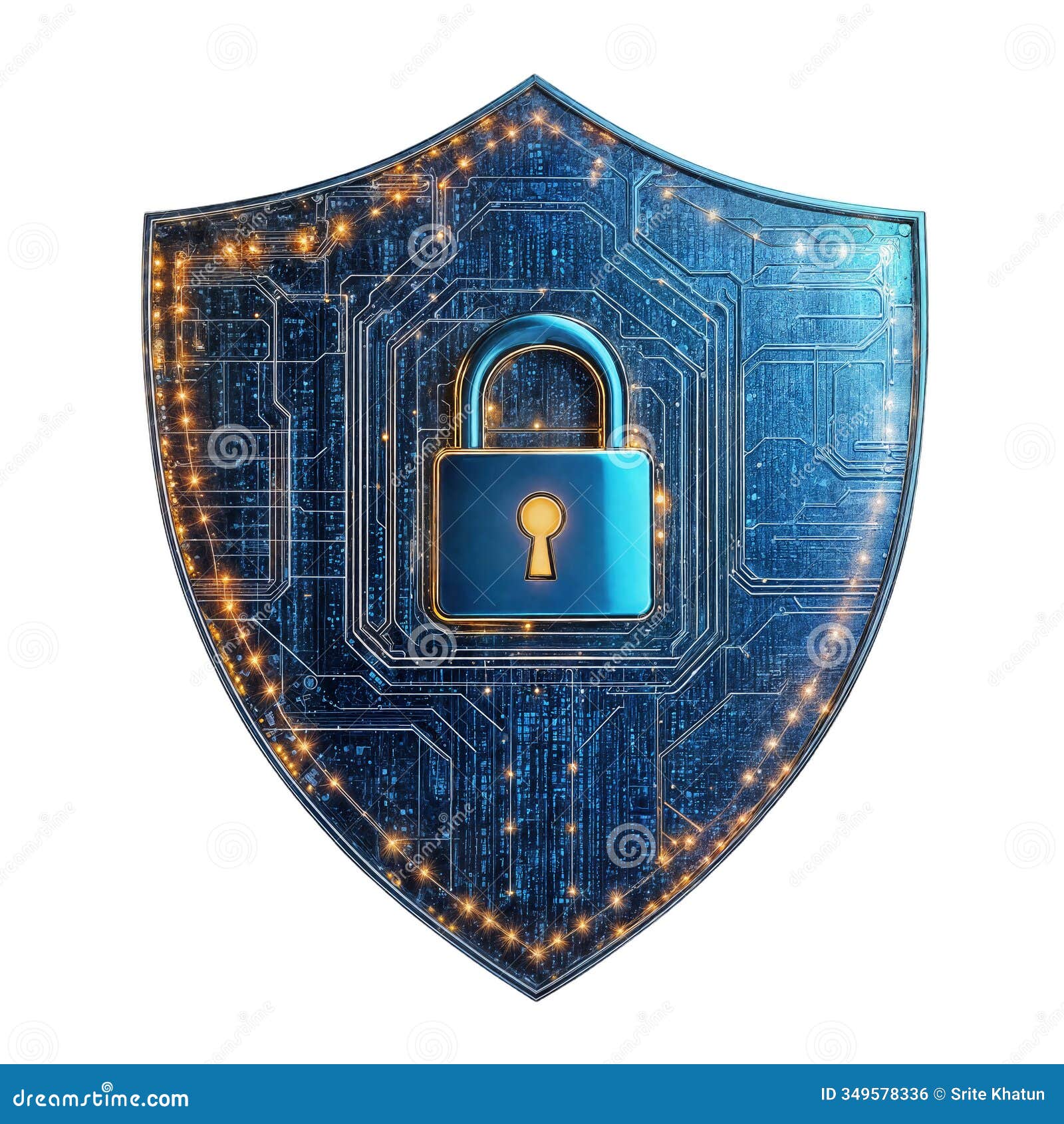 Shield Symbolizing Digital Security with Lock and Circuit Design ...