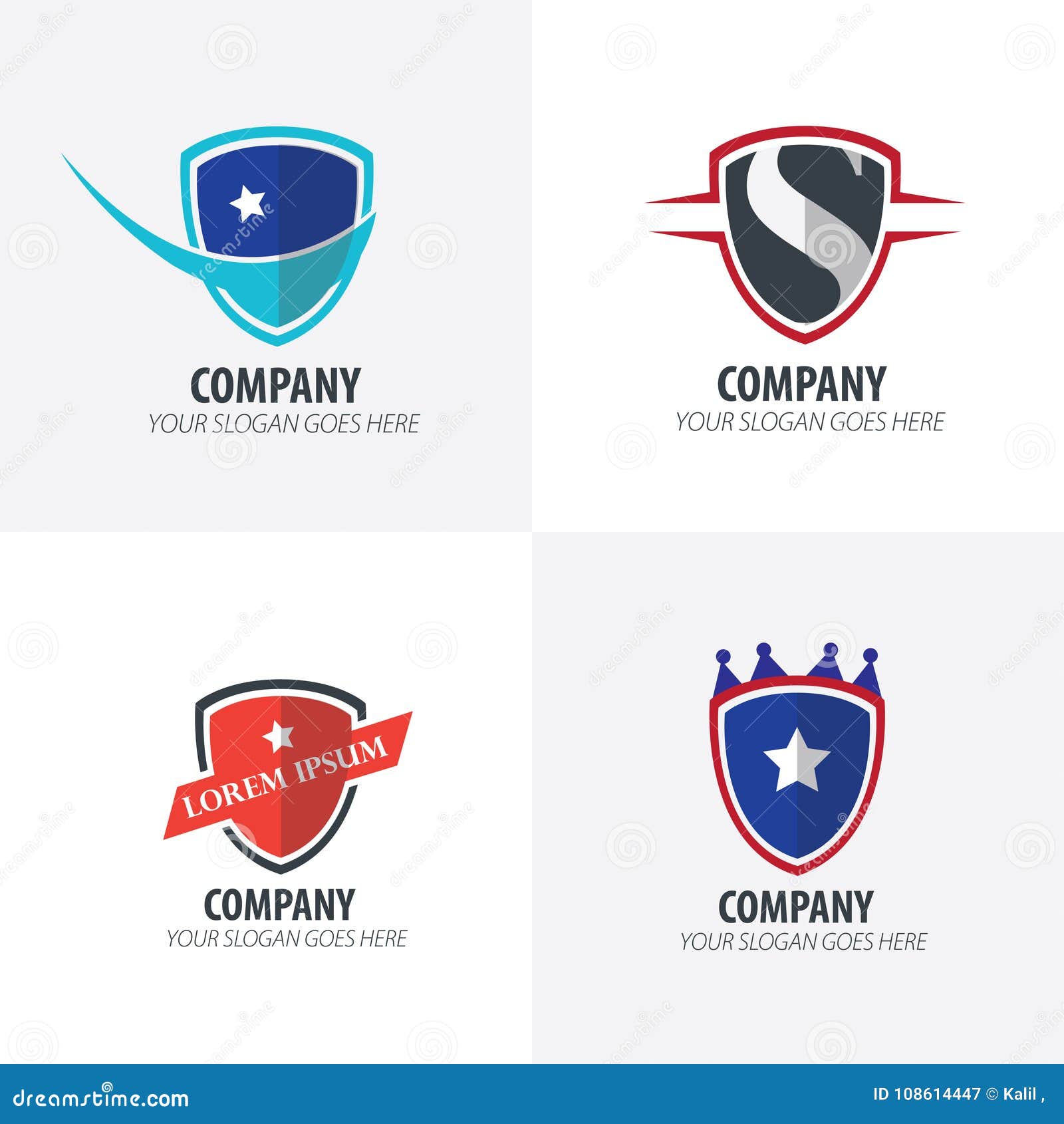 Shield Design Logo Set Template Stock Illustration - Illustration of ...