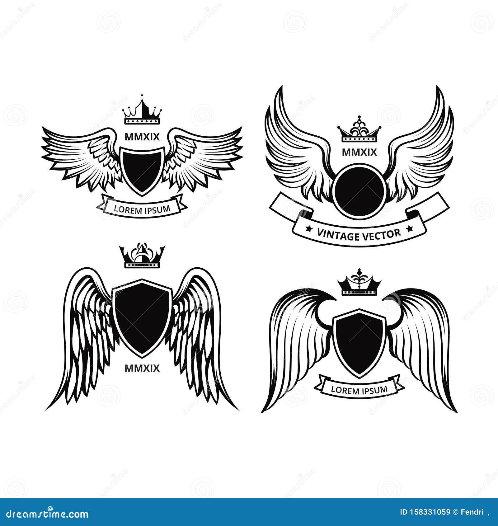 SHIELD DESIGN with WINGS COLLECTIONS Stock Vector - Illustration of ...
