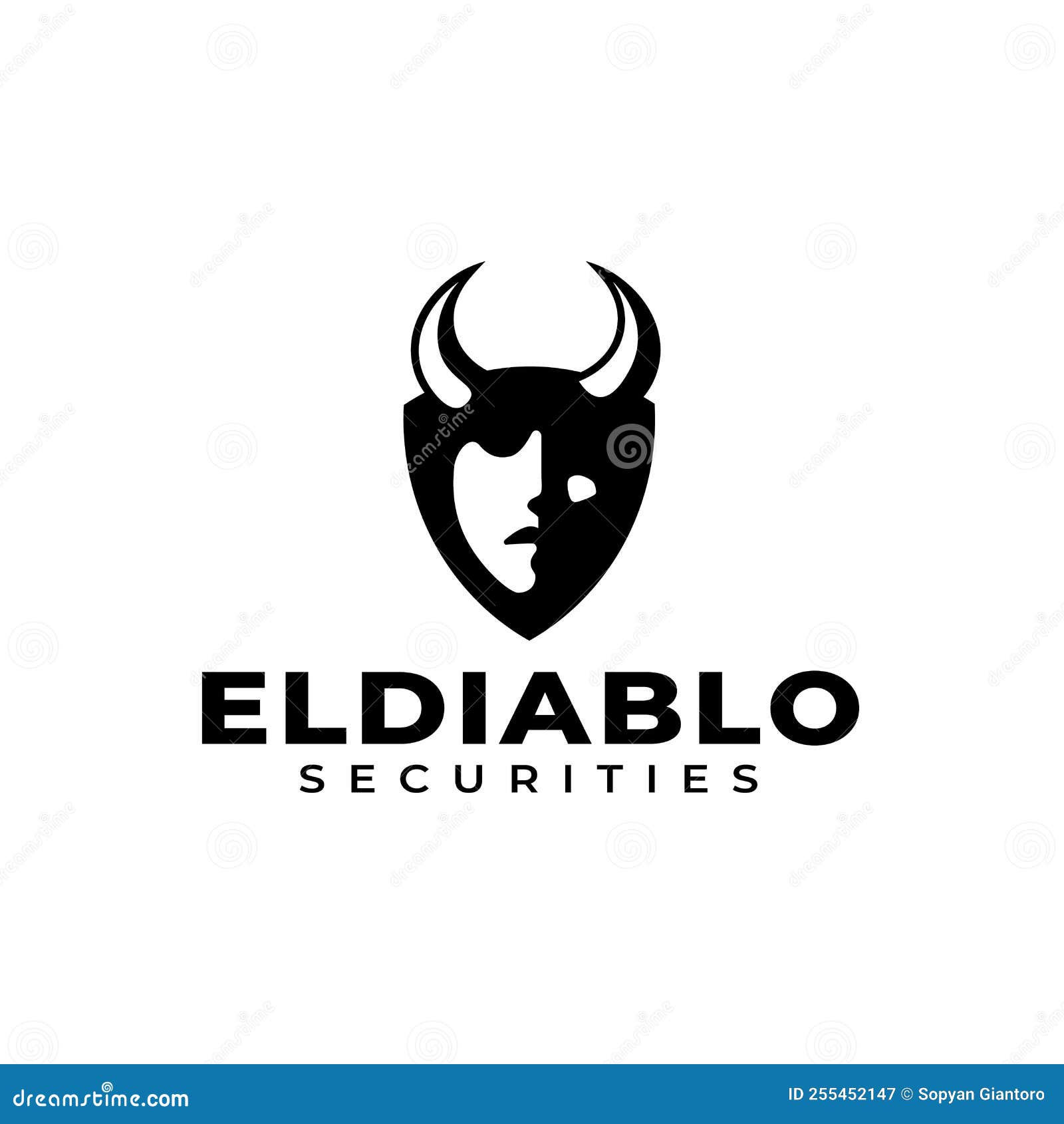 Shield Devil Black and White Logo Stock Vector - Illustration of ...