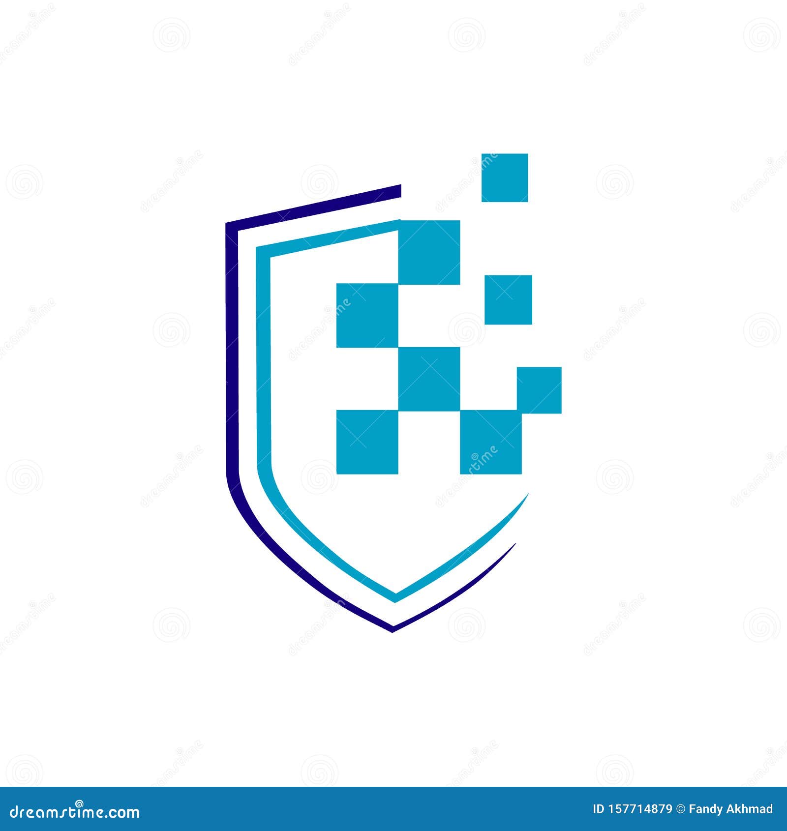 Shield Digital Security Signage Pixel Icon Tech Vector Logo Stock ...