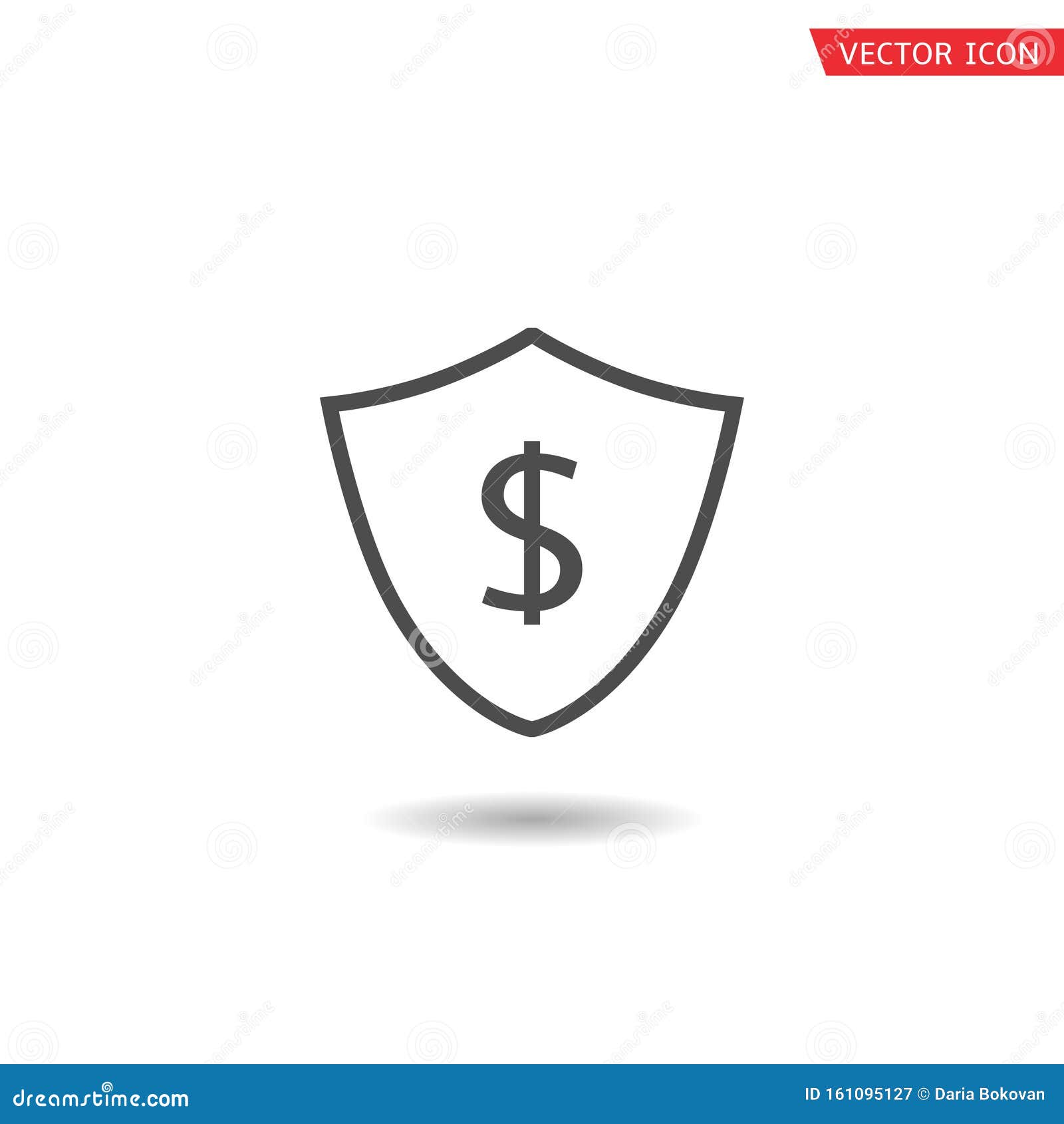 Shield with dollar sign stock illustration. Illustration of icon ...