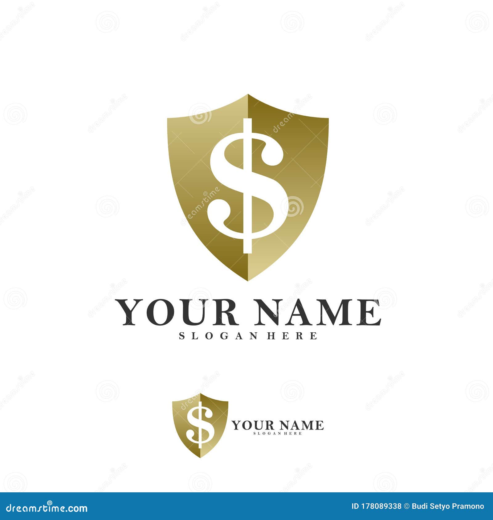 Shield Dollar Vector Logo Design Template, Creative Money Shield Logo ...