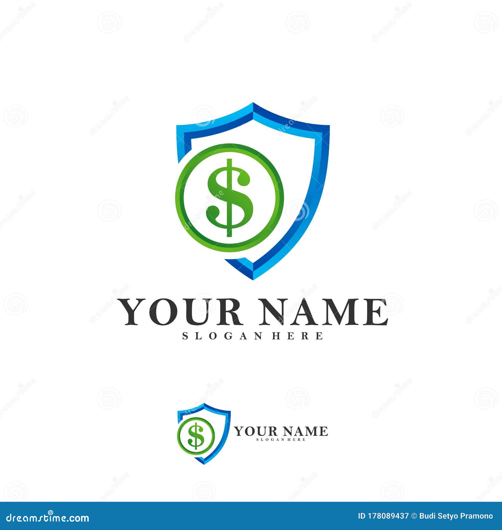 Shield Dollar Vector Logo Design Template, Creative Money Shield Logo ...