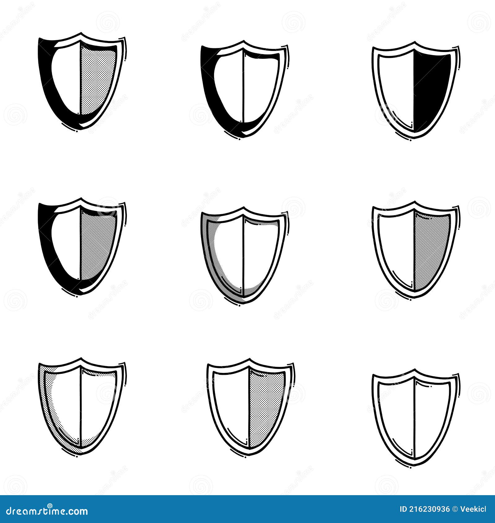 Shield Doodle Vector Icon. Drawing Sketch Illustration Hand Drawn Line ...