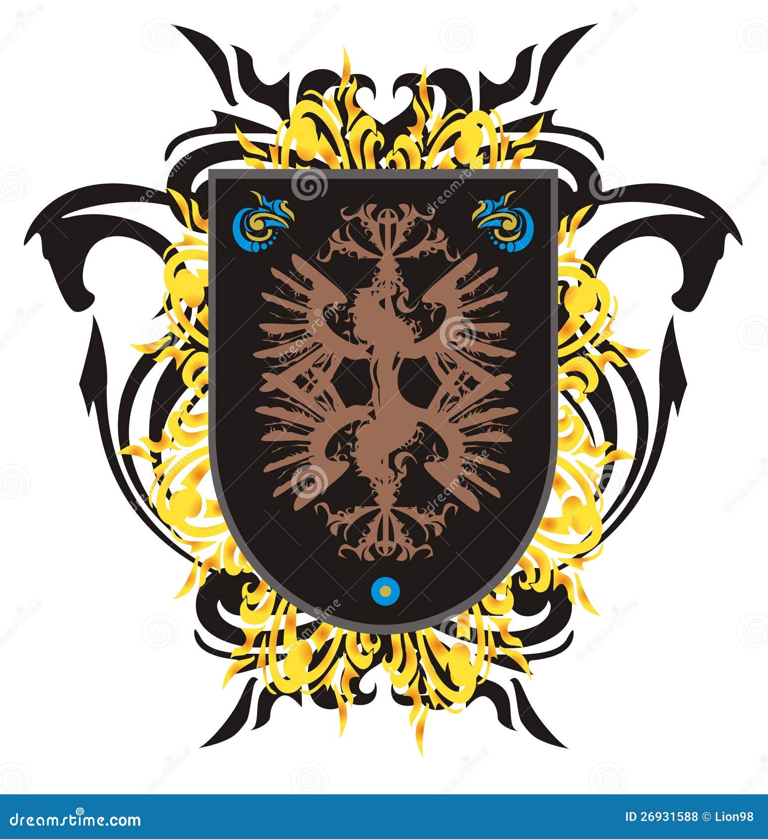 Shield with dragon stock vector. Illustration of design - 26931588