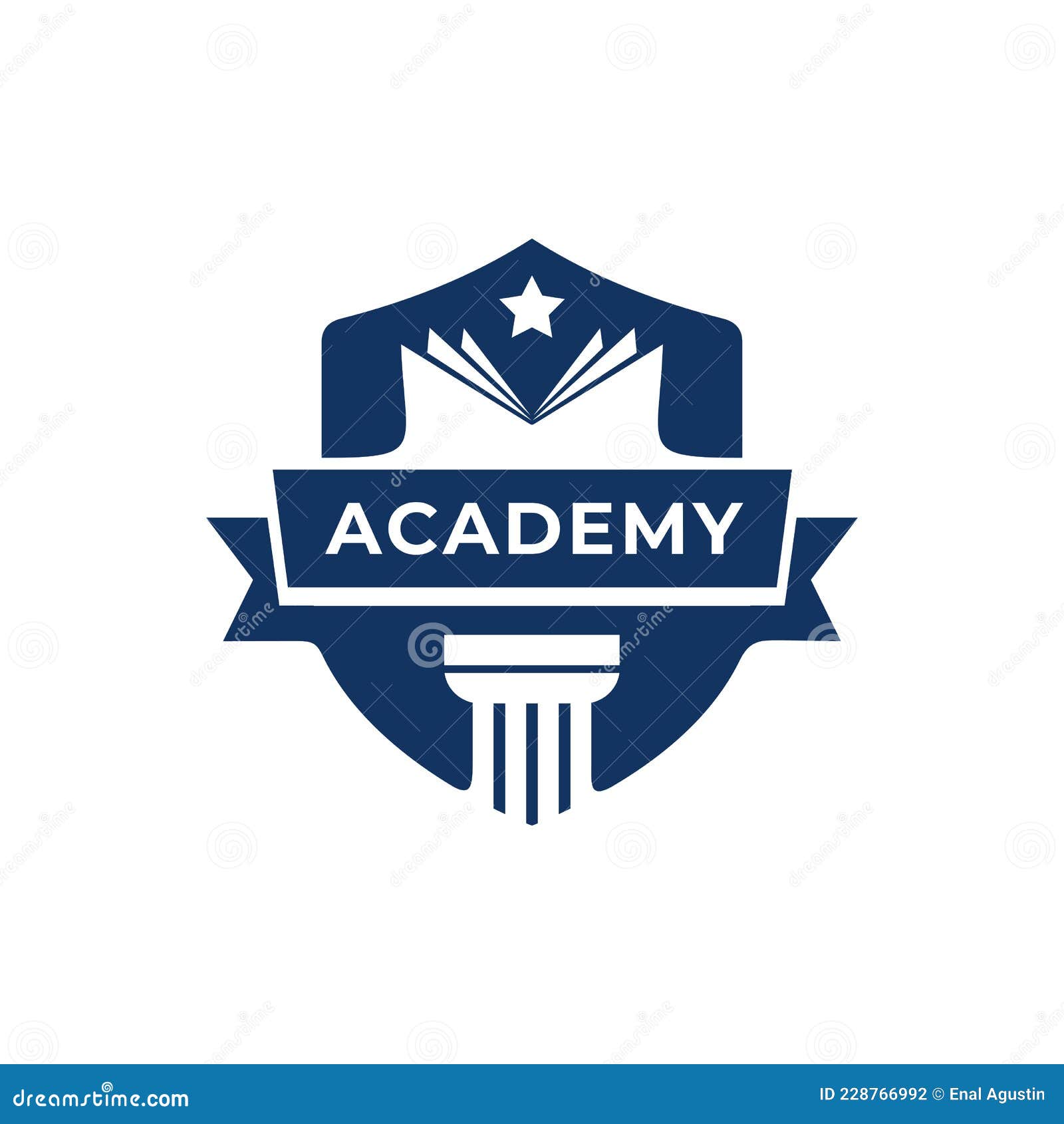 Shield Academy Logo With Flying Eagle, Wreath, And Stars Vector Symbol ...