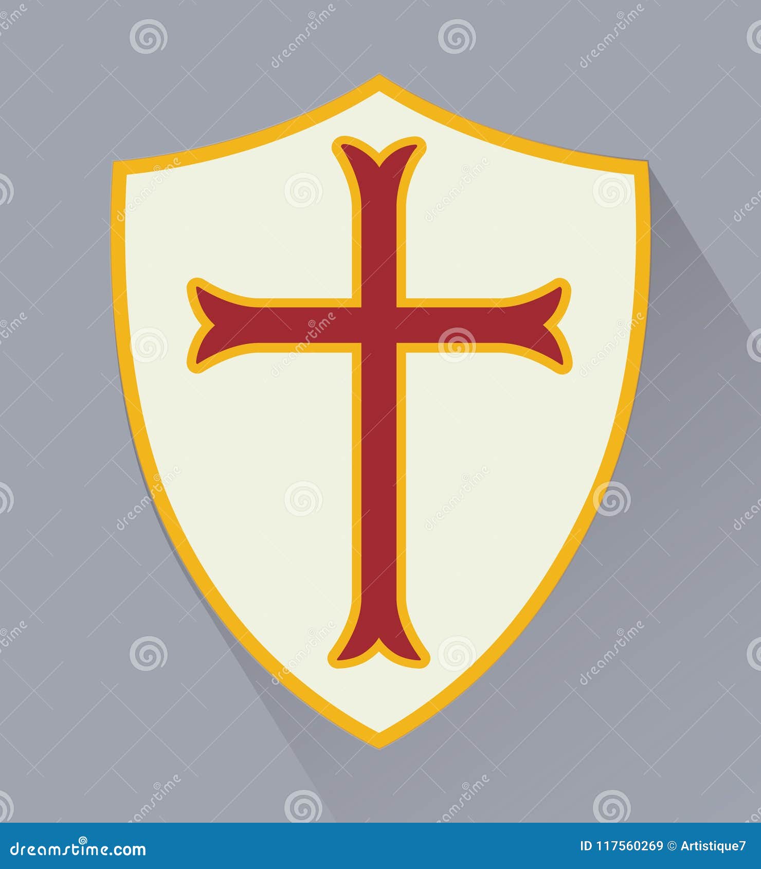 3D Knights Templars Flag Waving On Wind. Catholic Military Order ...