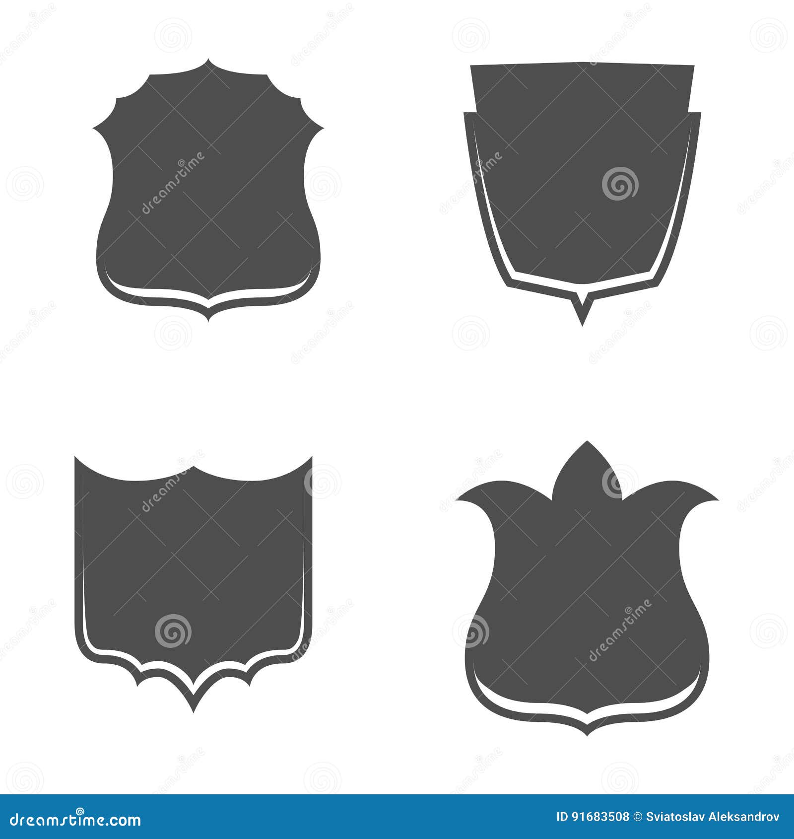 Shield Emblems Set in Graphic Style Stock Vector - Illustration of ...