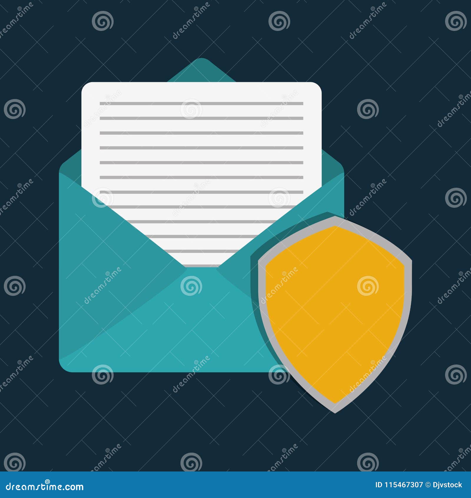 Shield Envelope Cyber Security System Design Stock Vector ...