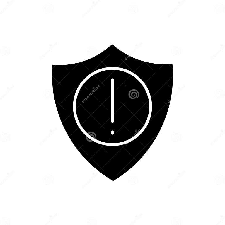 Shield Exclamation Icon Set. High Risk Security Vector Symbol. Danger ...