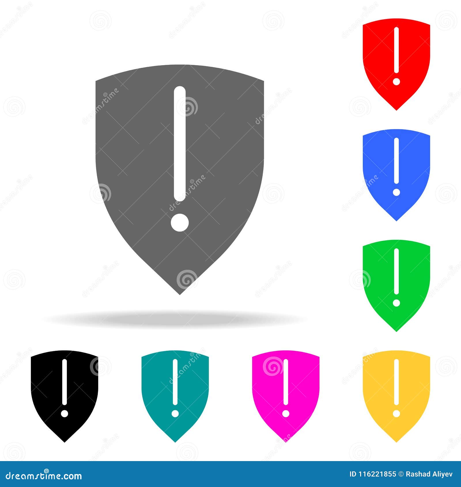 Shield Exclamation Mark Icons. Elements of Human Web Colored Icons ...