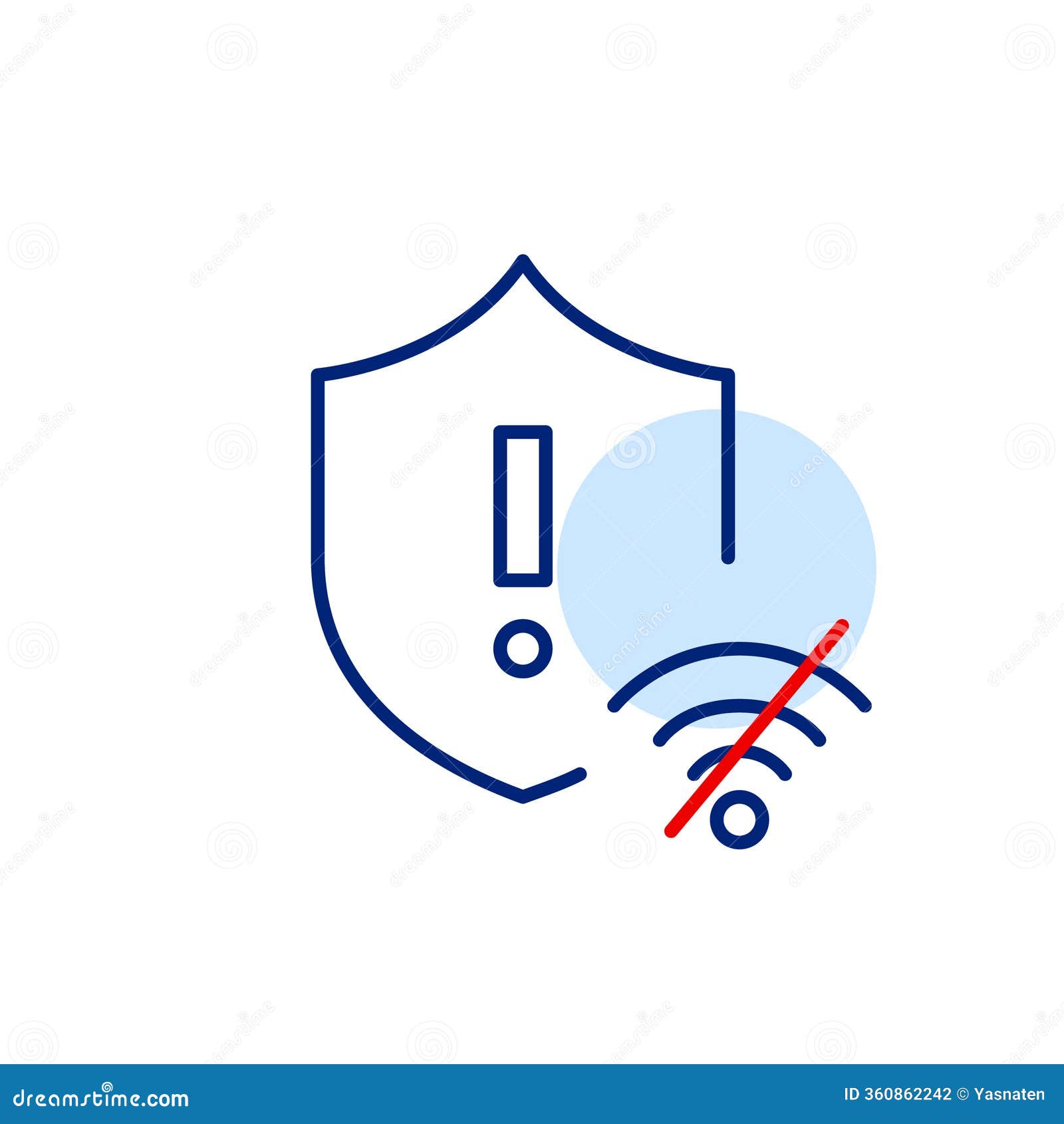 Shield, Exclamation Mark and No Wi-fi Symbol. Firewall Disconnected ...