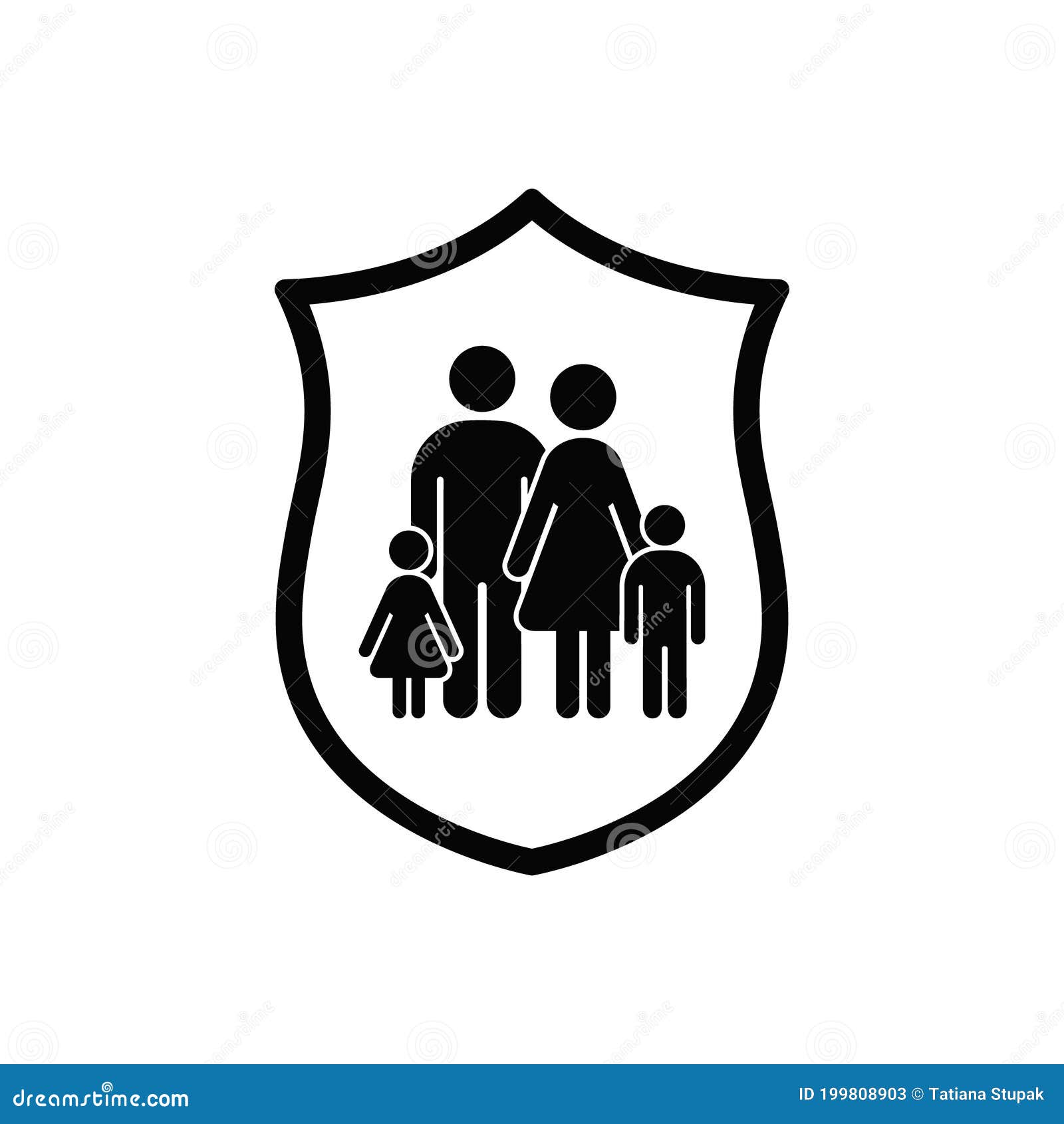 Shield and Family Icon, Vector Safety Concept Flat Symbol Stock Vector ...