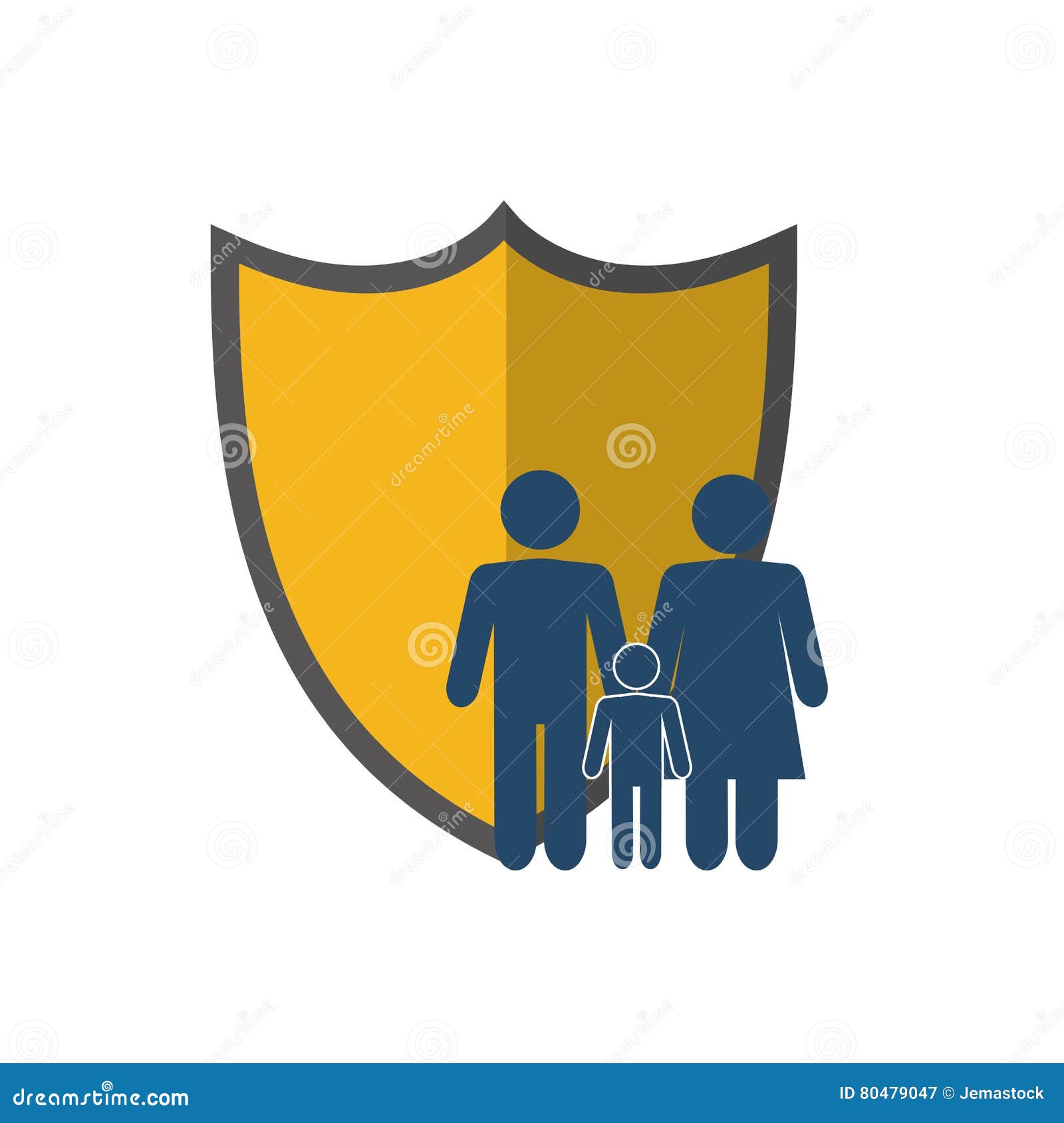 Shield and Family Pictogram Icon Stock Vector - Illustration of emblem ...