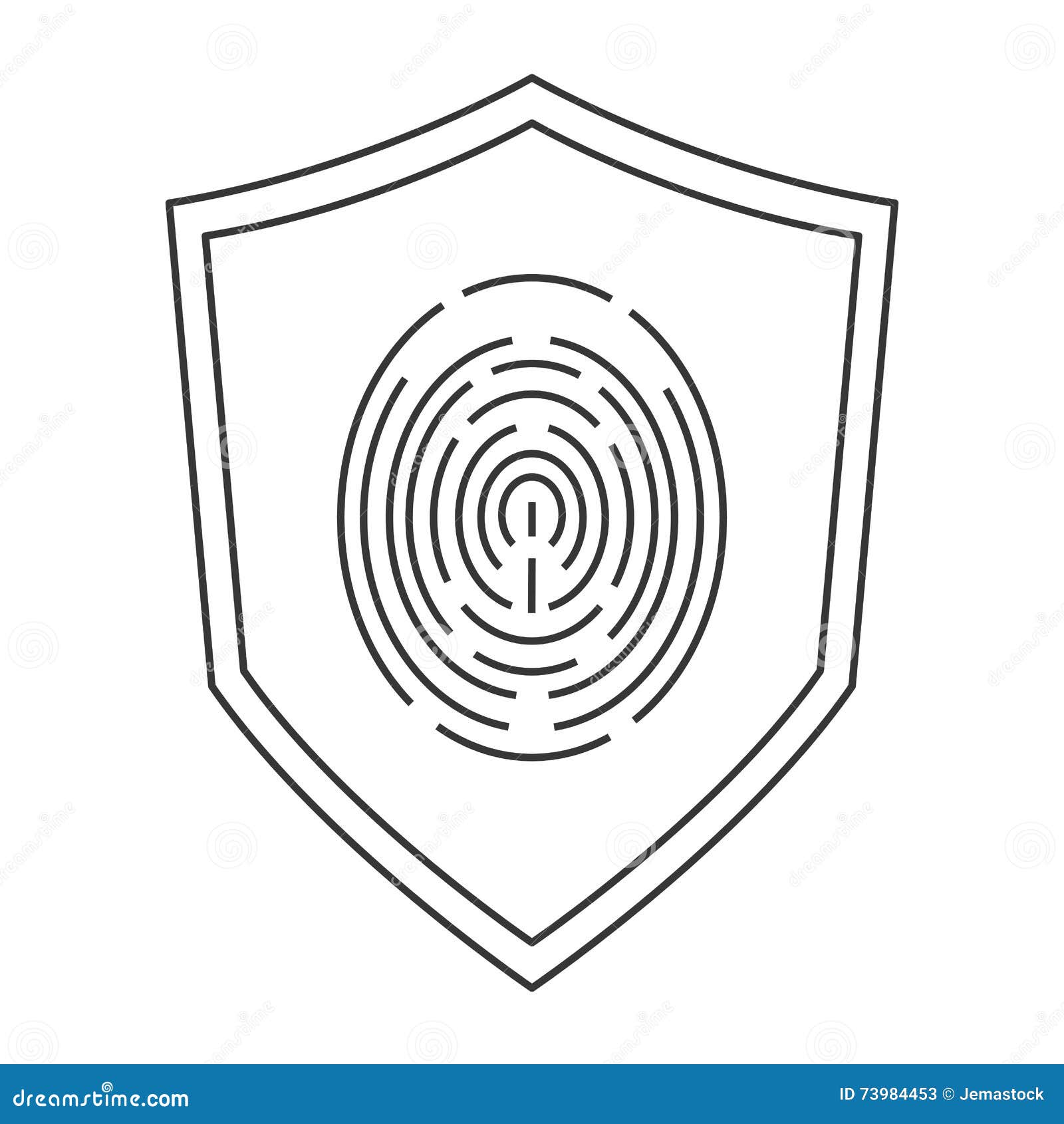 Shield with Fingerprint Icon Stock Illustration - Illustration of ...