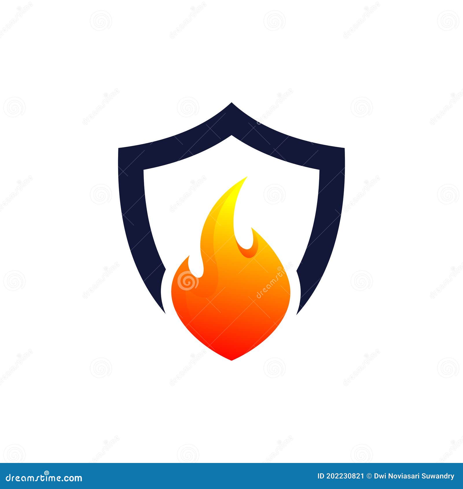 Shield with Fire Abstract Vector Logo Stock Vector - Illustration of ...