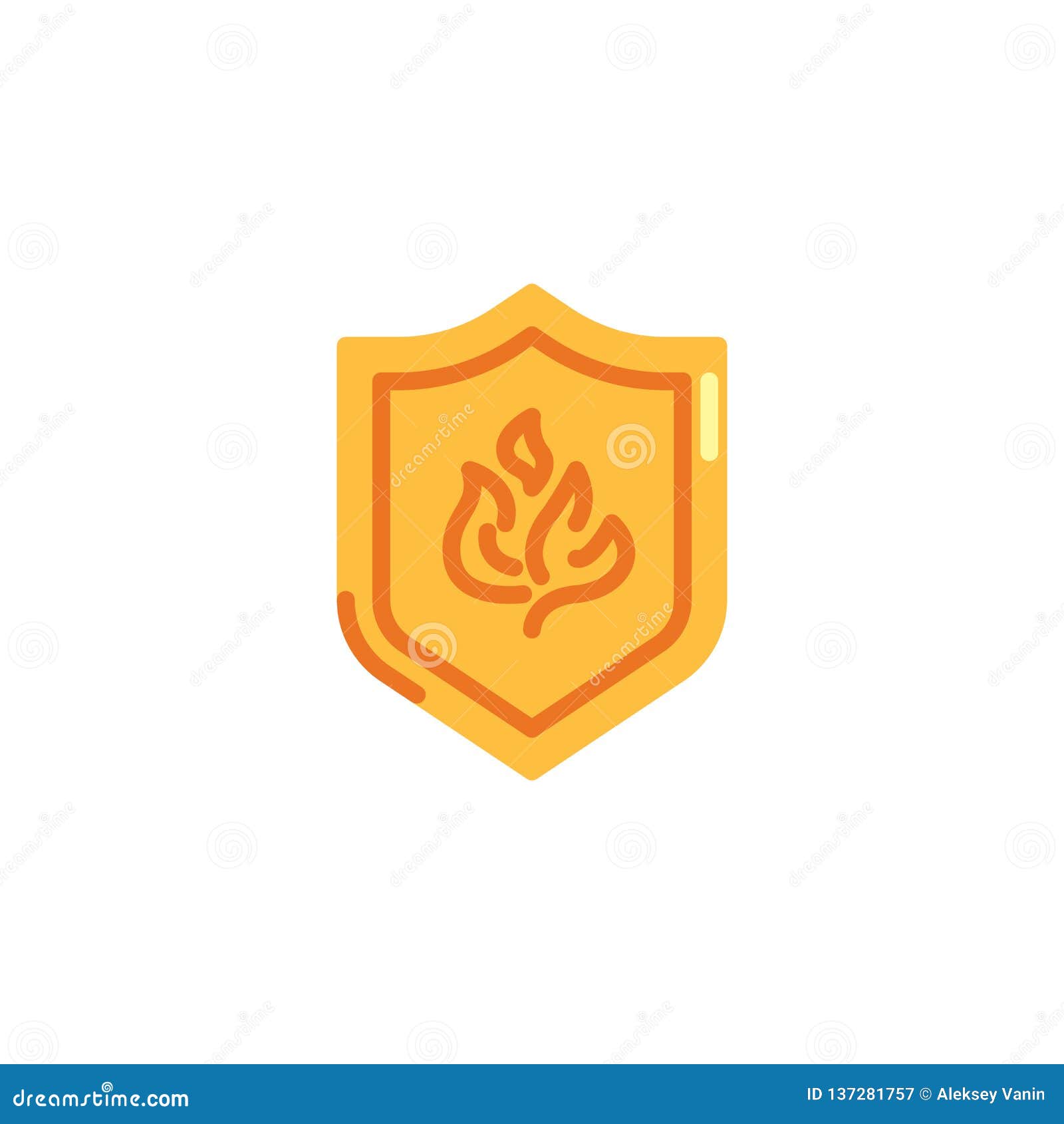 Shield with Fire Flame Flat Icon Stock Vector - Illustration of game ...