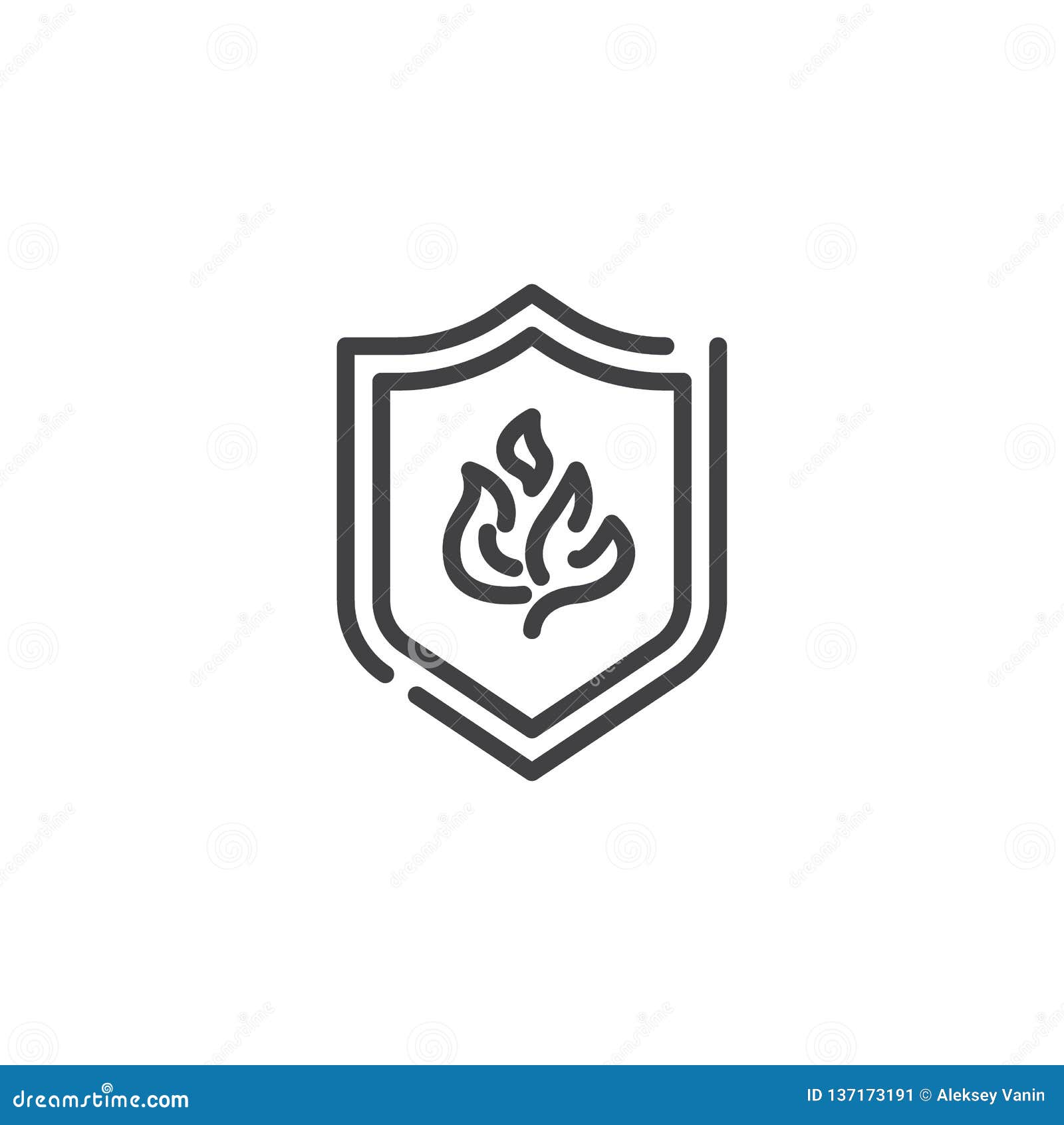 Shield with Fire Flame Line Icon Stock Vector - Illustration of simple ...