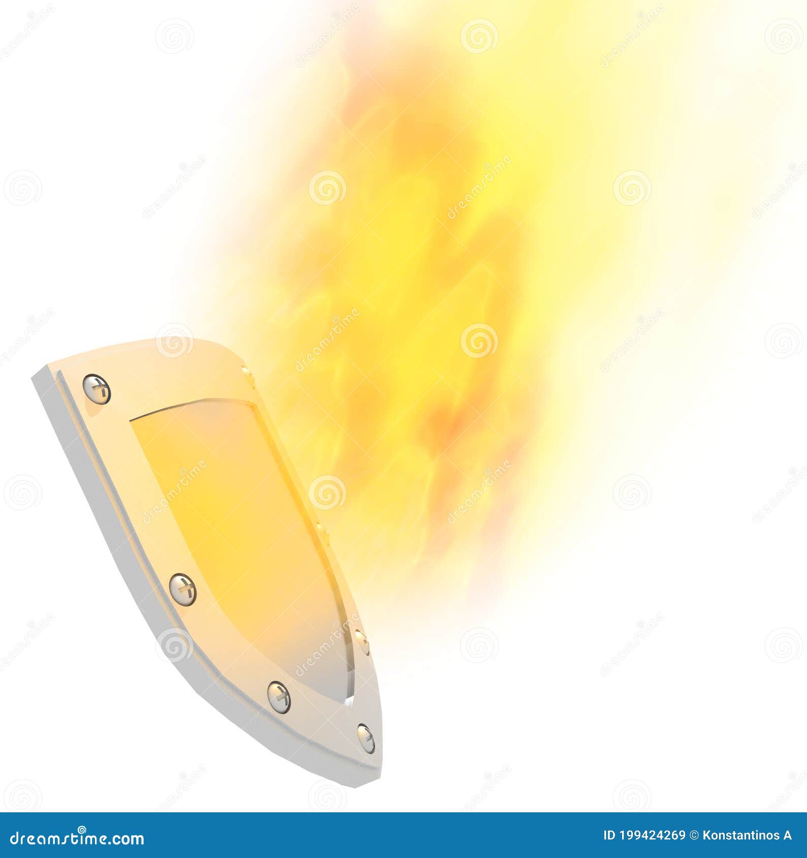 Shield Fire Isolated in White Background High Protection - 3d Rendering ...