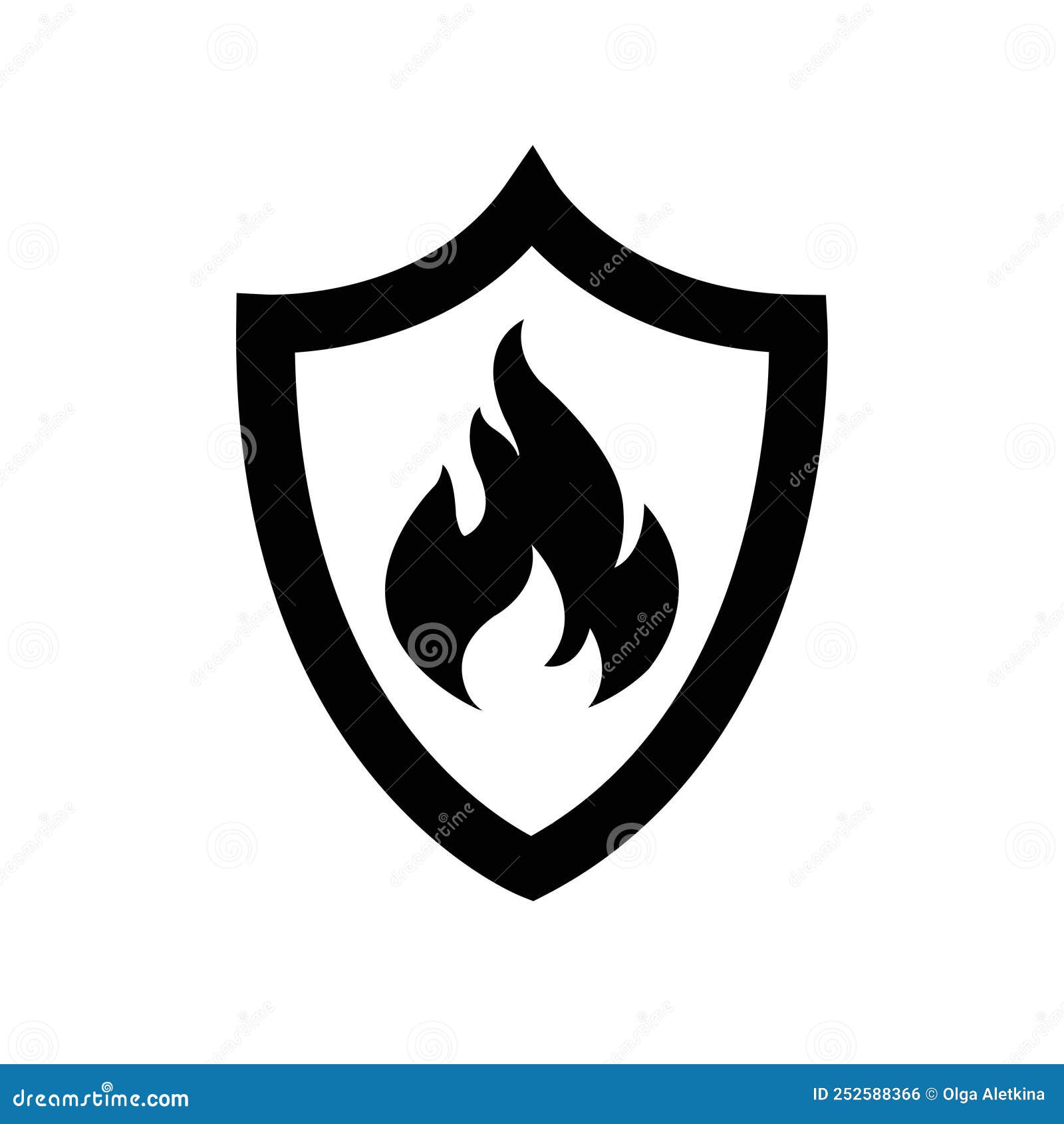 Shield with Fire Sign. Fire Shield Vector Icon. Vector Shield Icon ...
