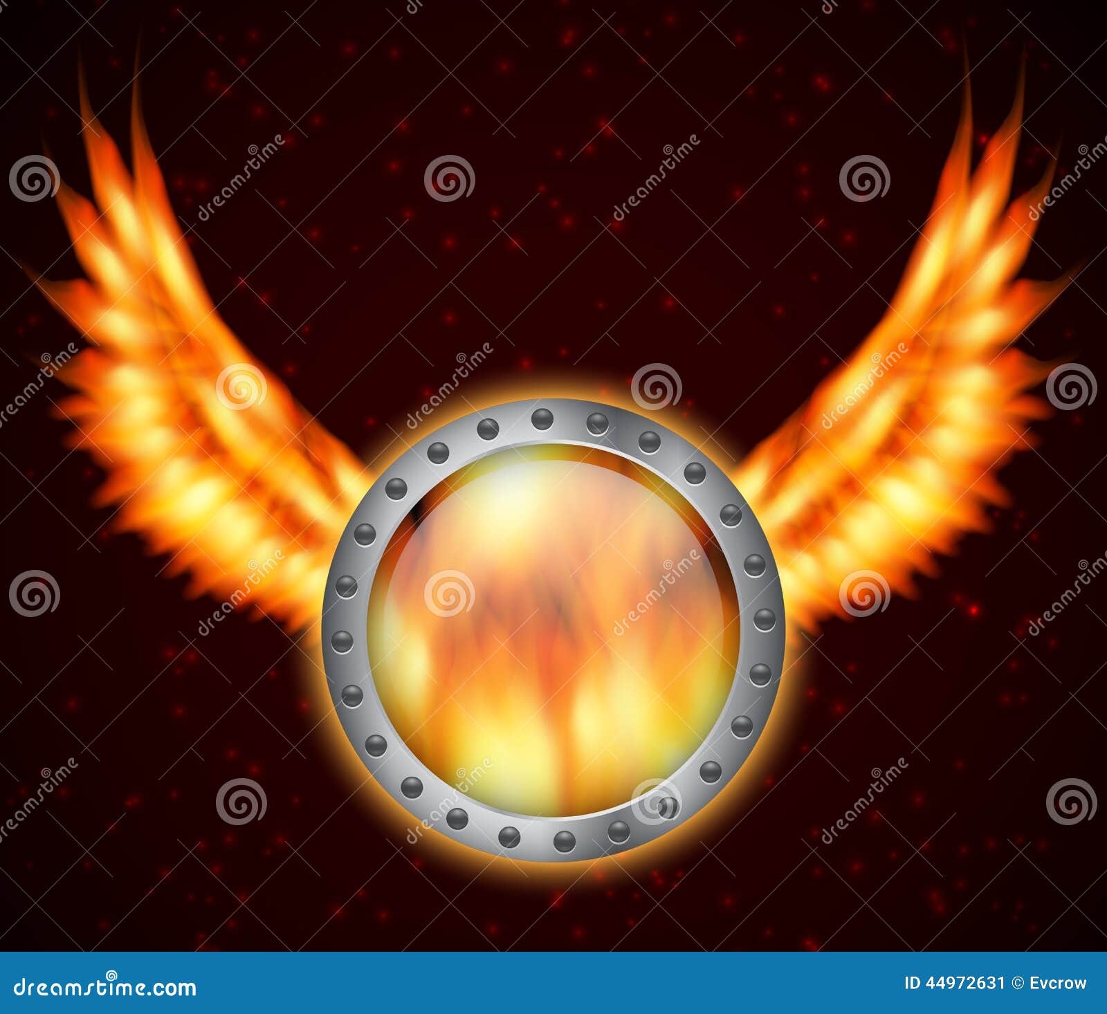 Shield with fire wings stock vector. Illustration of aluminum - 44972631