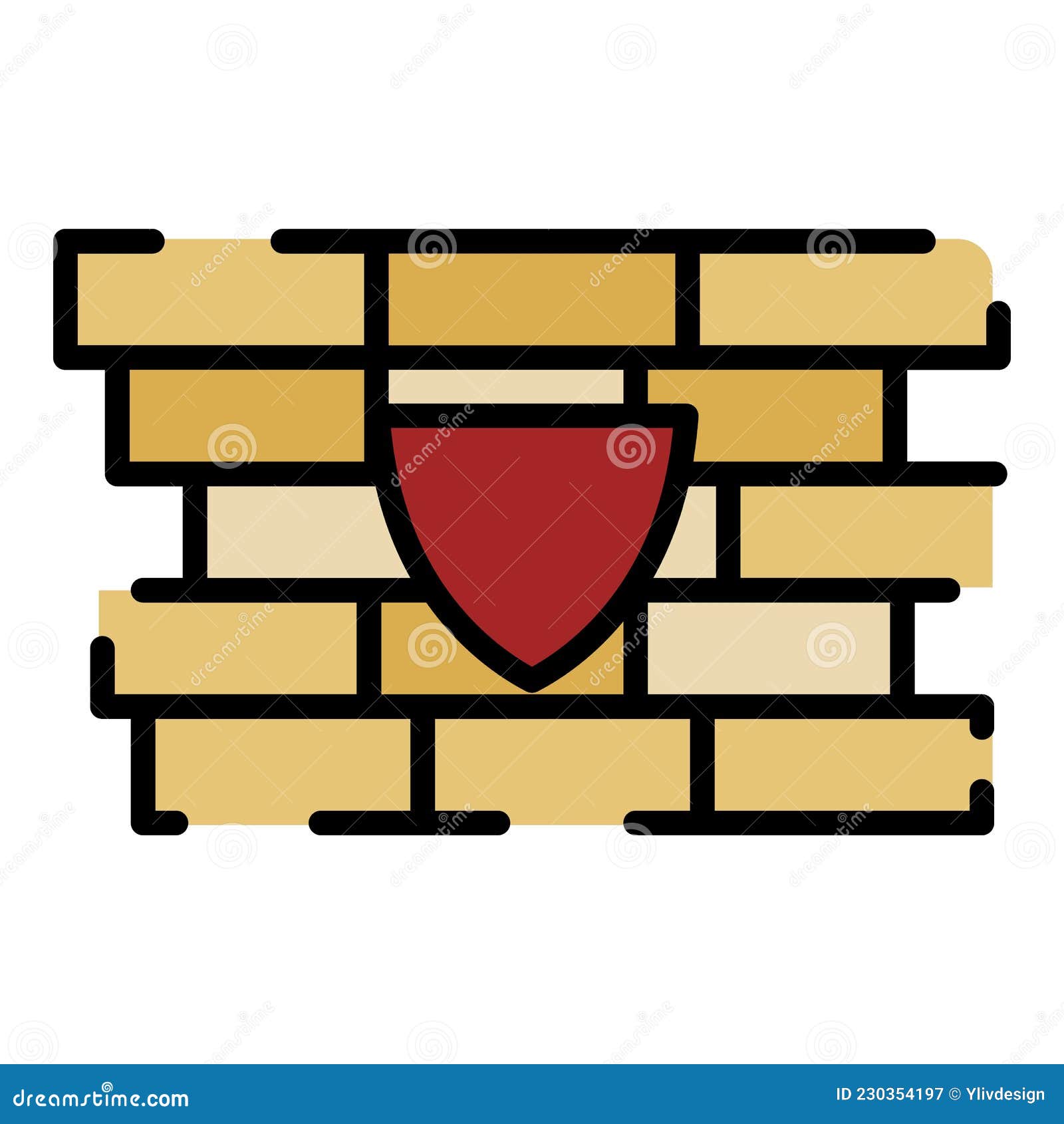 Shield Firewall Icon Color Outline Vector Stock Vector - Illustration ...