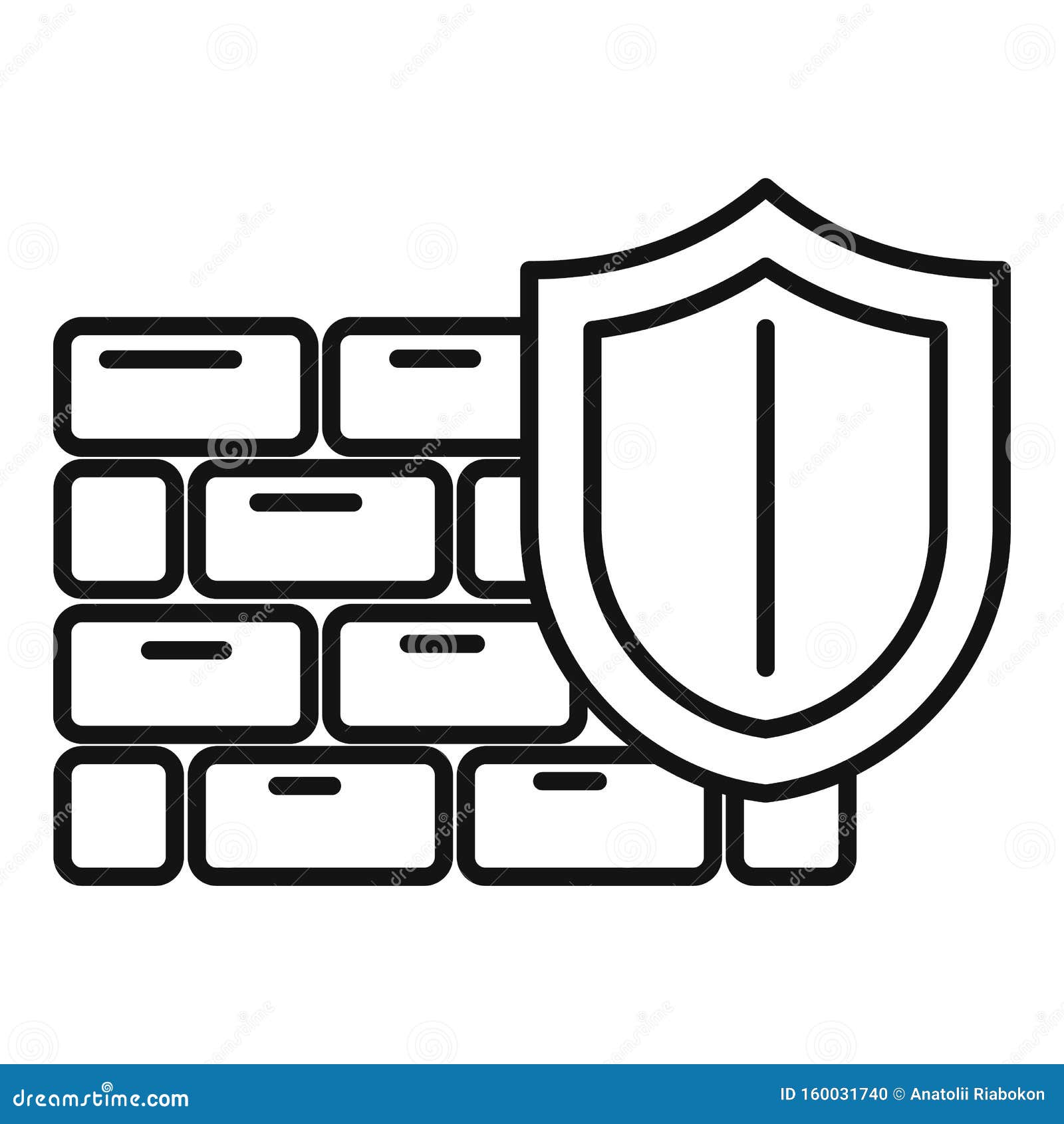 Shield Firewall Icon, Outline Style Stock Vector - Illustration of ...