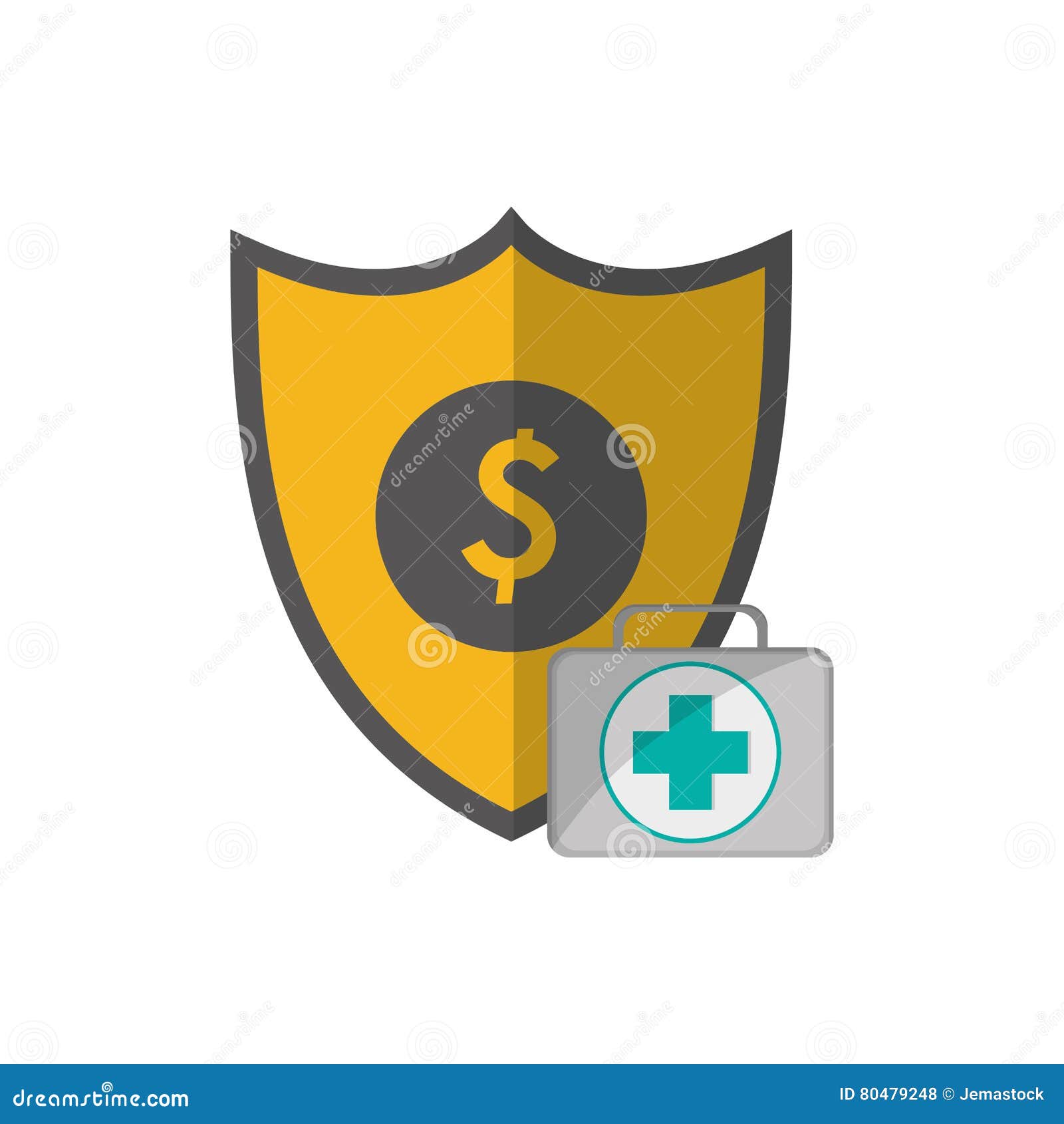 Shield and First Aid Kit Icon Stock Vector - Illustration of banner ...