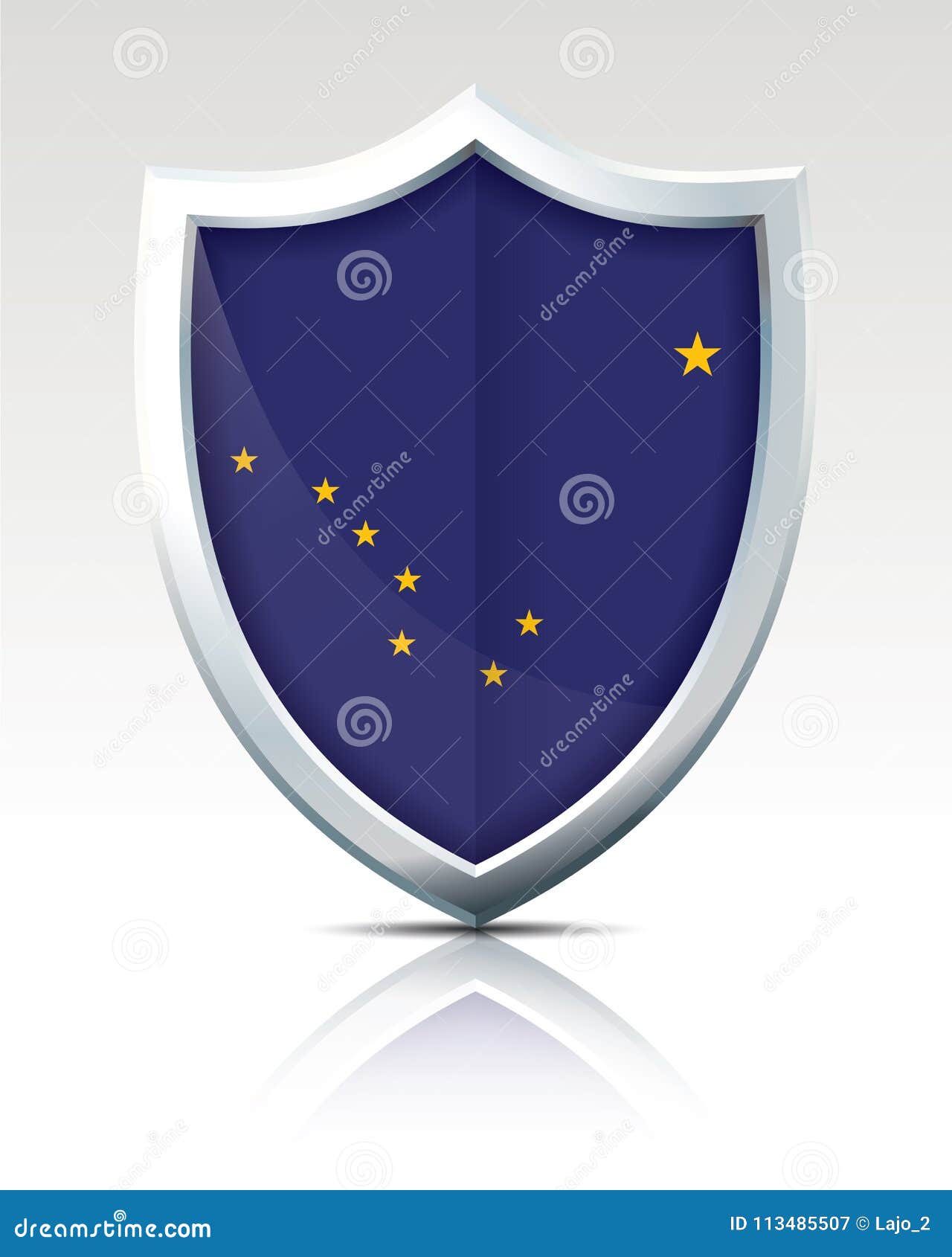 Shield with Flag of Alaska stock vector. Illustration of nation - 113485507