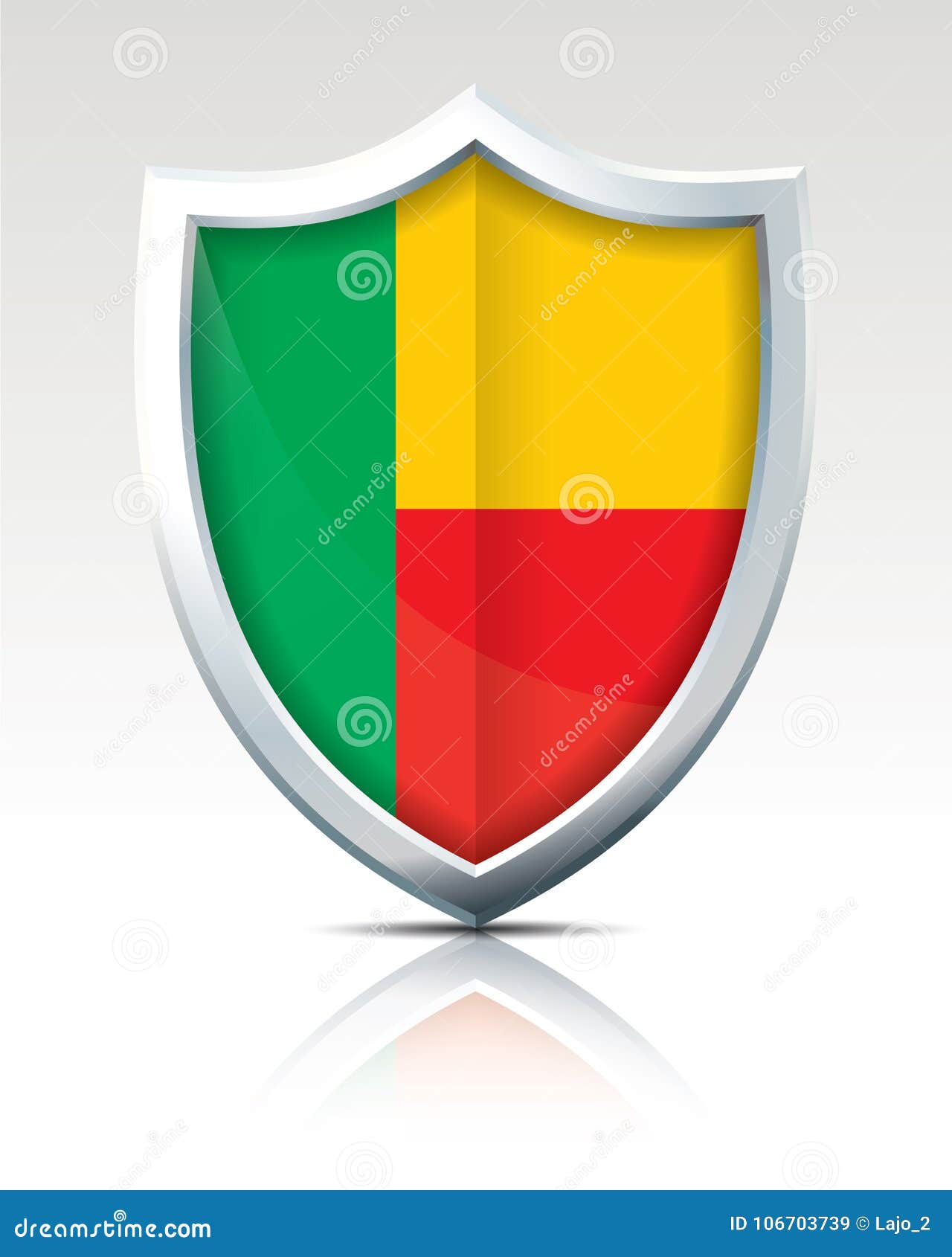 Shield with Flag of Benin stock vector. Illustration of emblem - 106703739