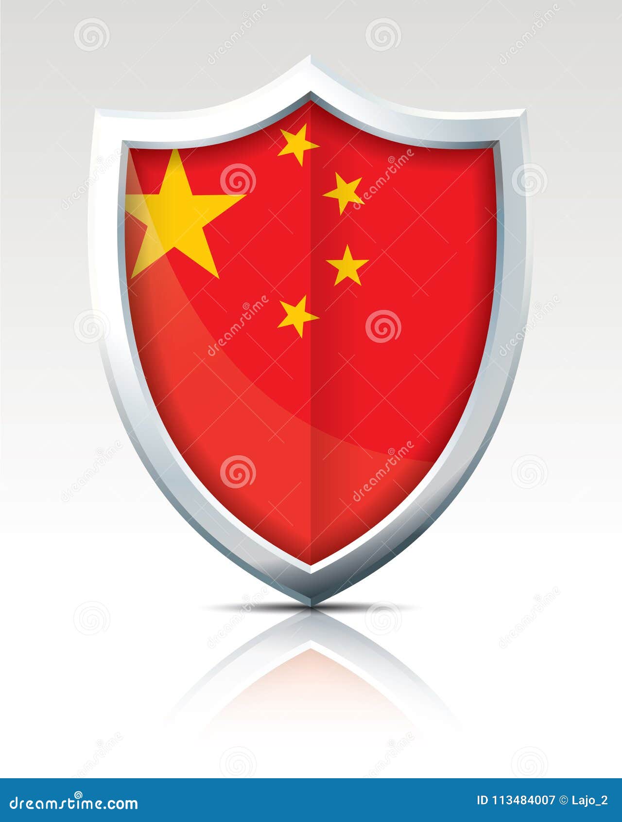Shield with Flag of China stock vector. Illustration of east - 113484007